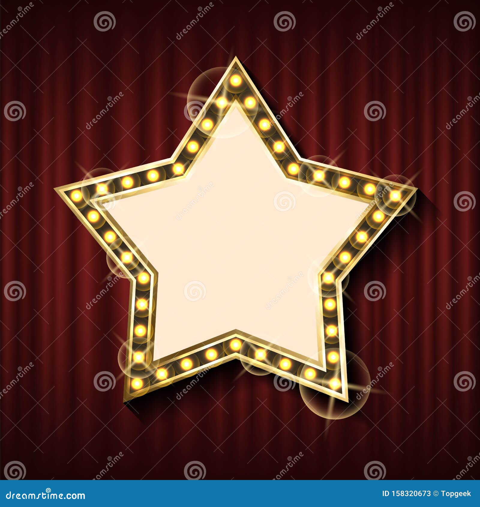 Star Shaped Empty Banner on Red Curtain Vector Stock Vector ...