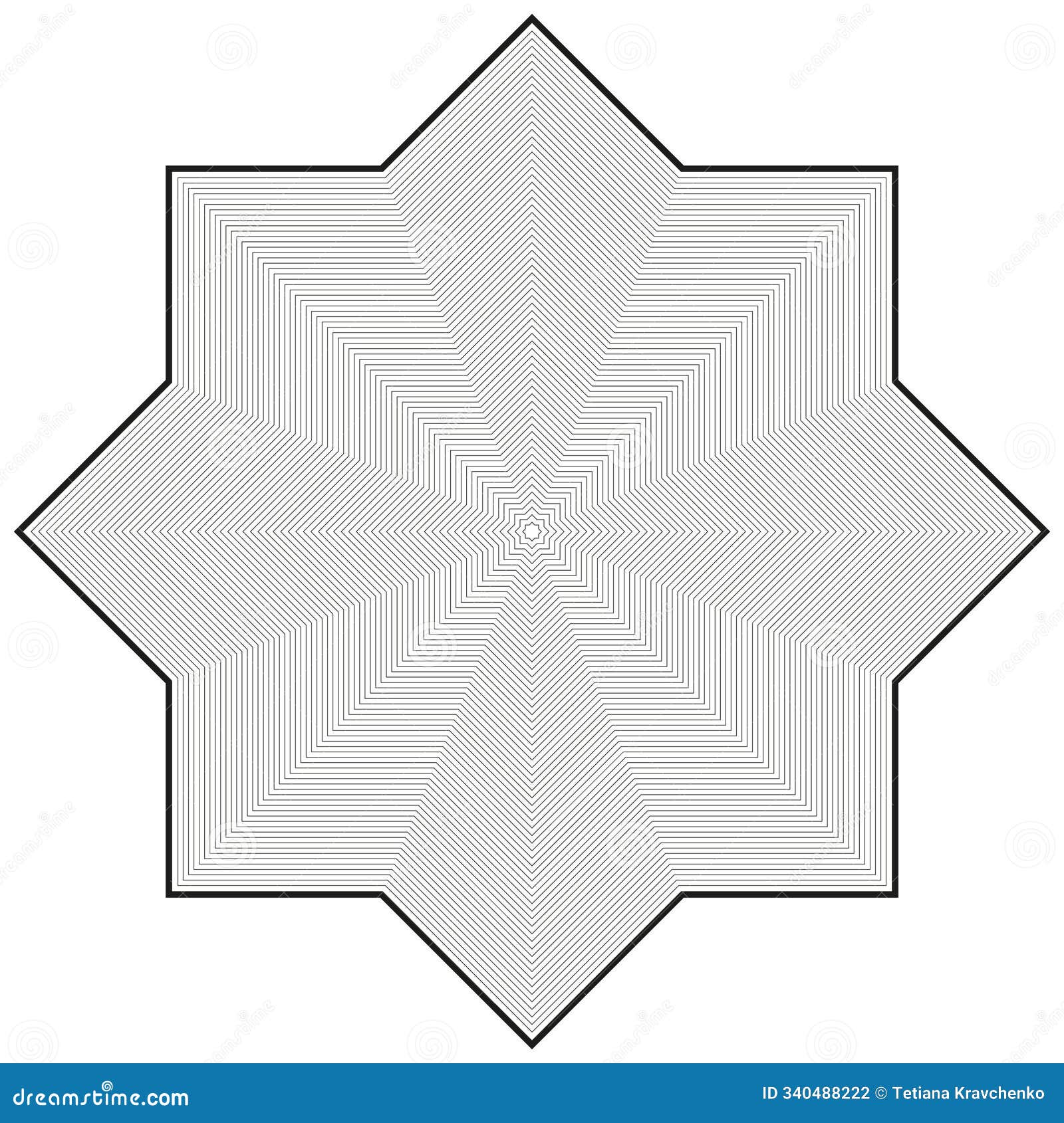 Star Shaped Geometric Pattern. Optical Illusion Vector. Fine Linear ...