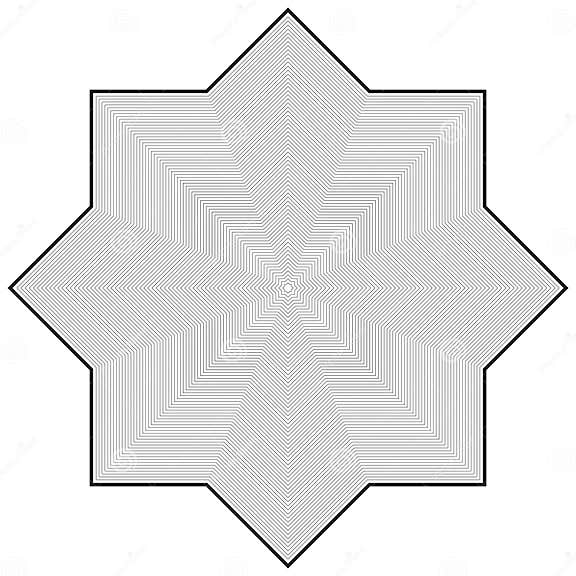 Star Shaped Geometric Pattern. Optical Illusion Vector. Fine Linear ...