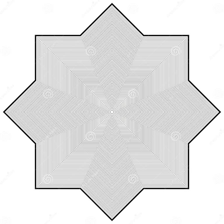 Star Shaped Geometric Pattern. Optical Illusion Vector. Fine Linear ...