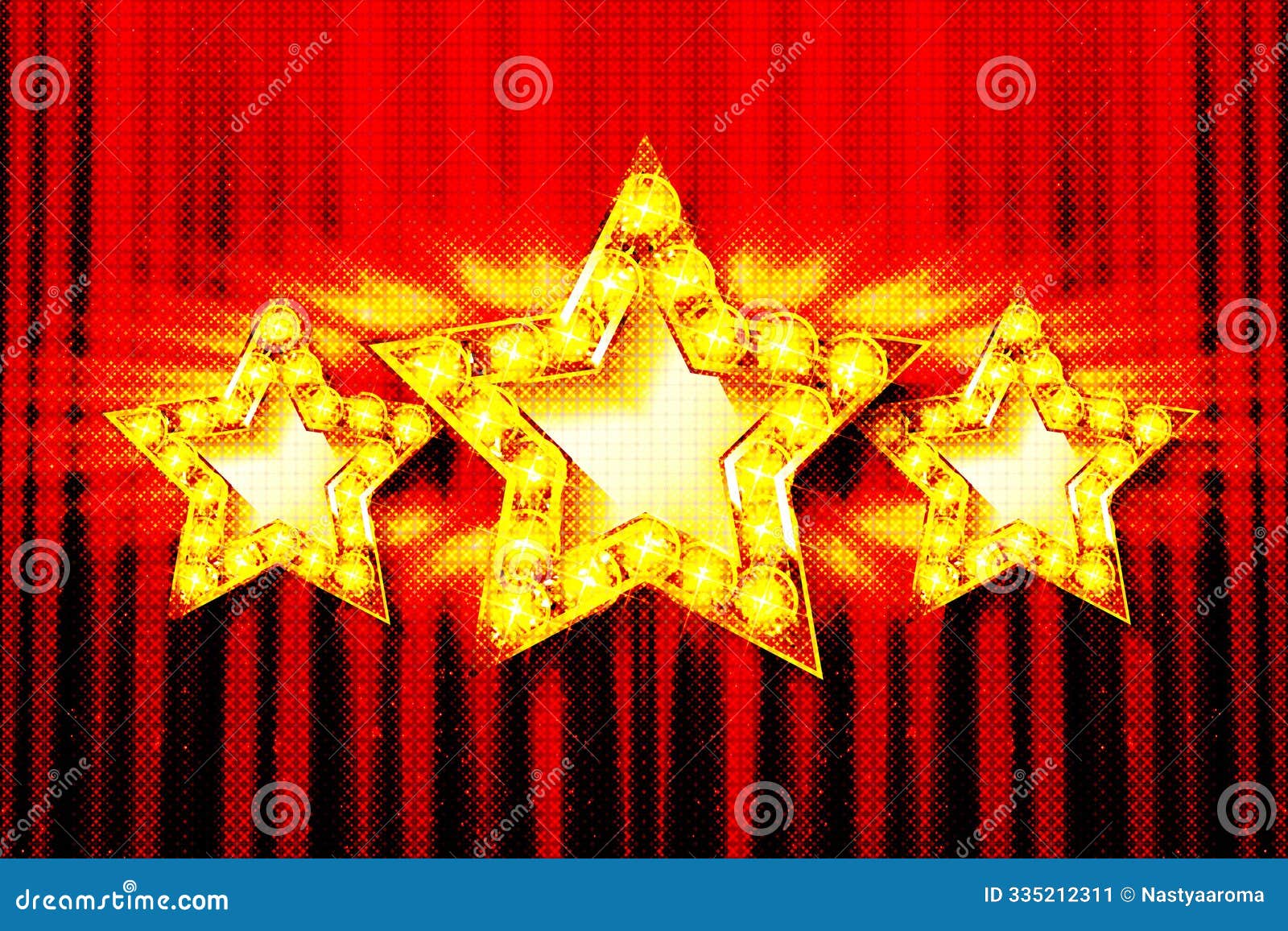 Star Shaped Gold Frame with Lighting Bulbs Stock Illustration ...