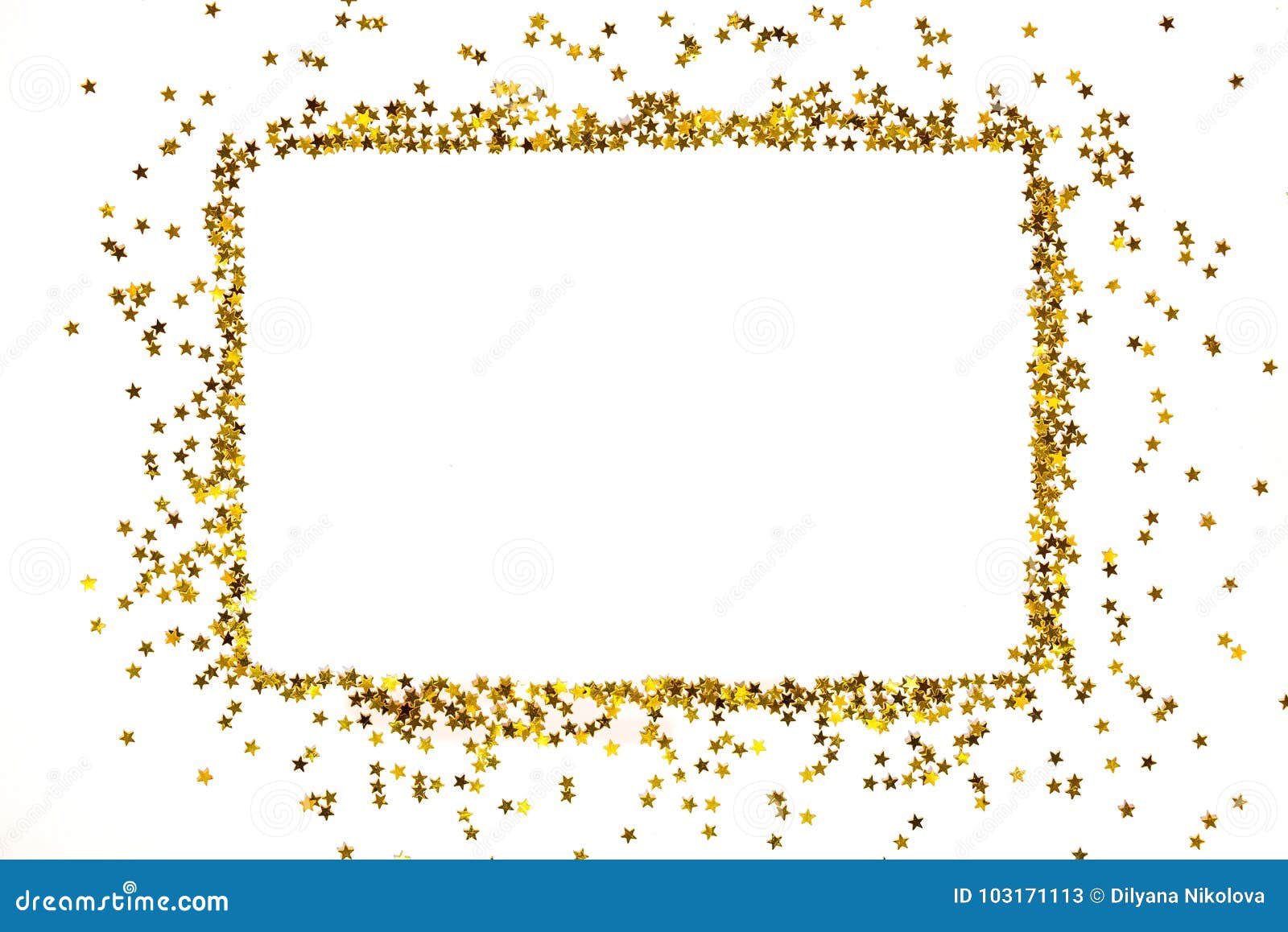 Star Shaped Golden Sequins Frame Arranged in a Rectangular Form. Stock ...