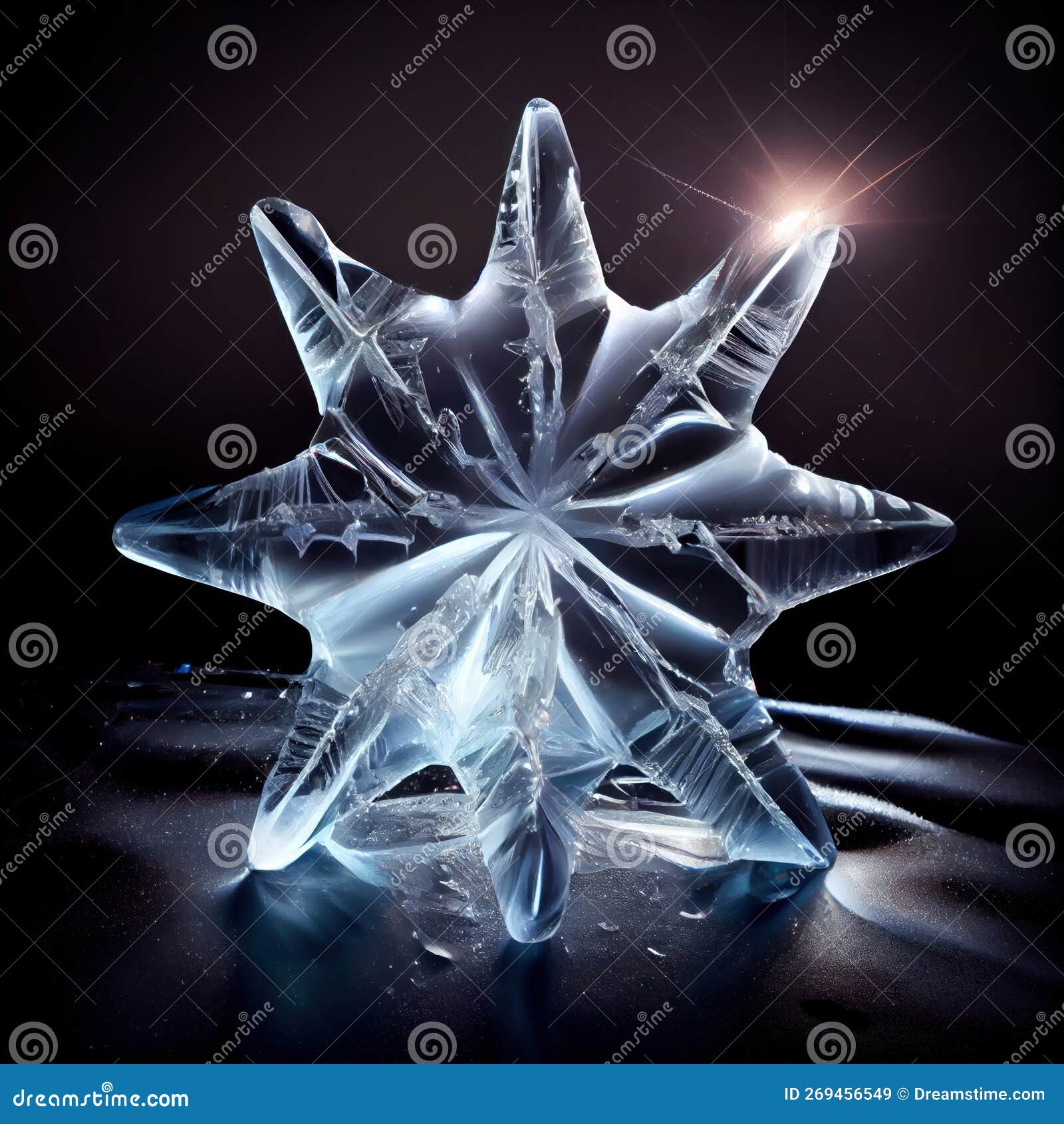 A Star Shaped Ice Cube on Black Background. Stock Illustration ...