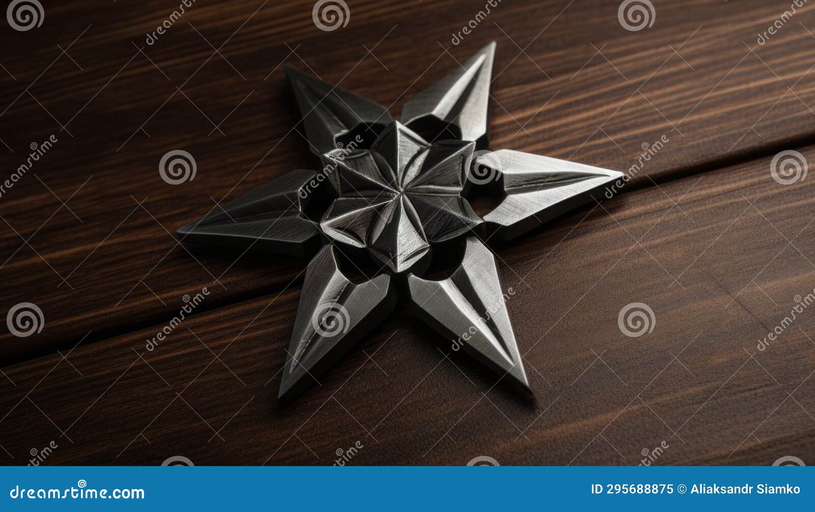 A Star Shaped Metal Object on a Wood Surface Stock Image - Image of ...