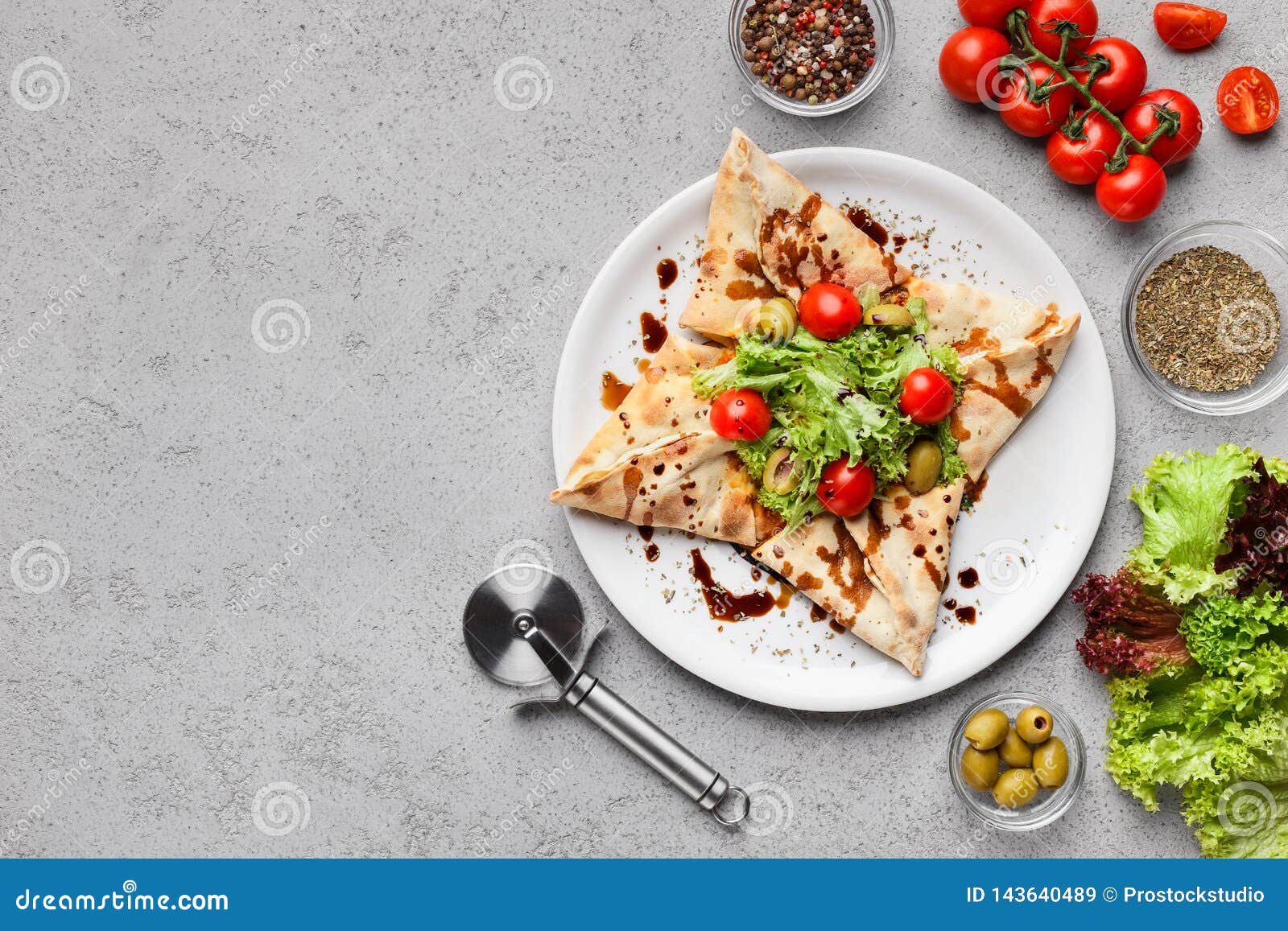 Star Shaped Pizza Decorated with Lettuce and Tomatoes Stock Image ...