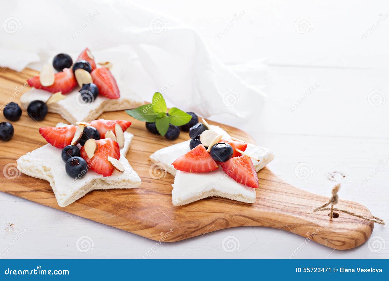 Star Shaped Sandwiches with Berries and Cheese Stock Image - Image of ...