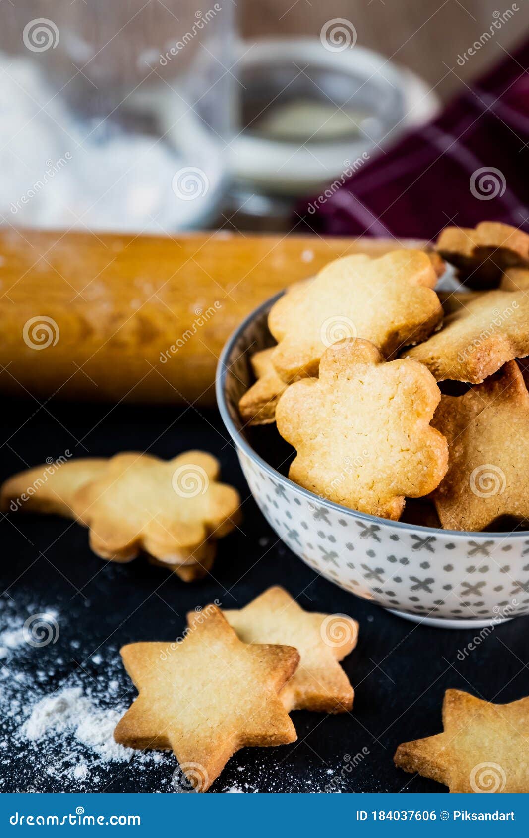 Star Shaped Shortbread Cookies Stock Photo - Image of shape, flour ...