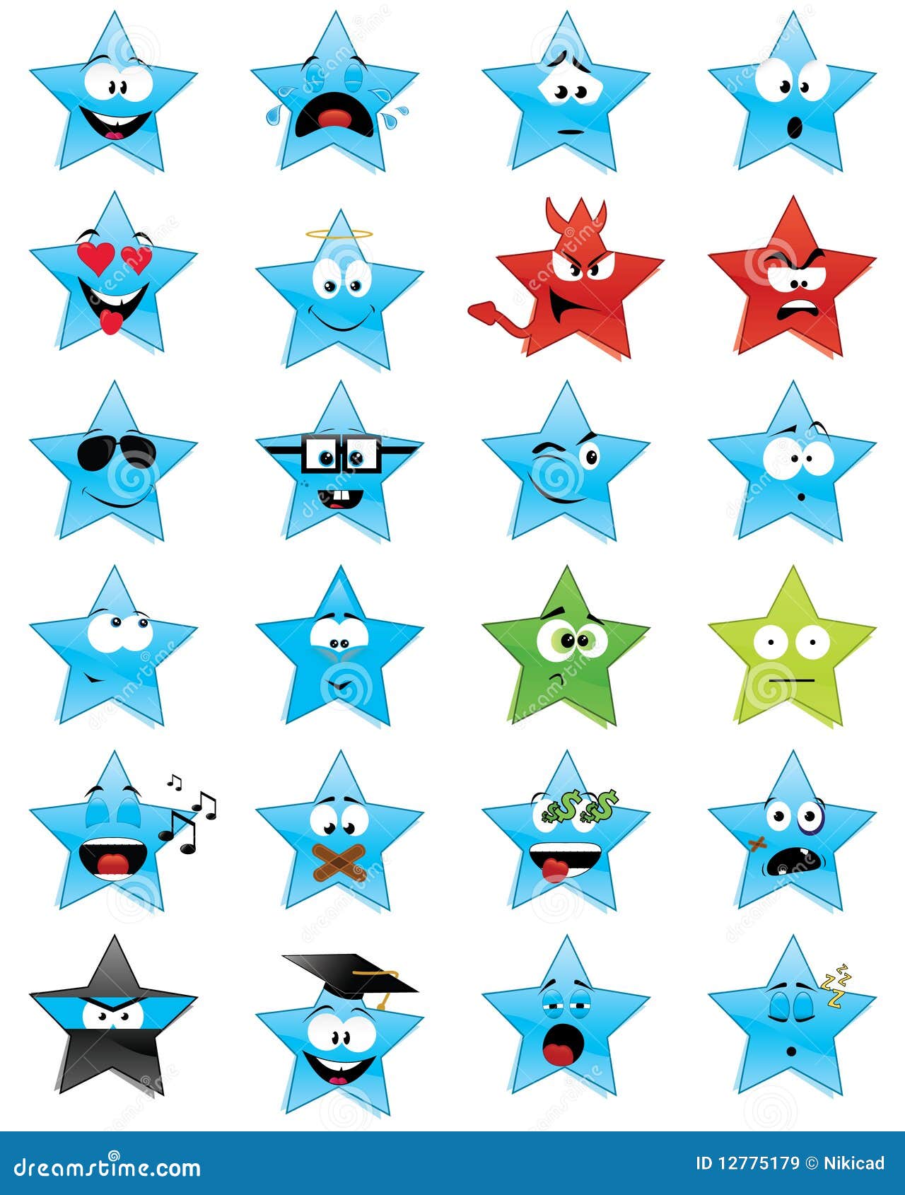 Star-shaped smiley faces stock vector. Illustration of graduate - 12775179
