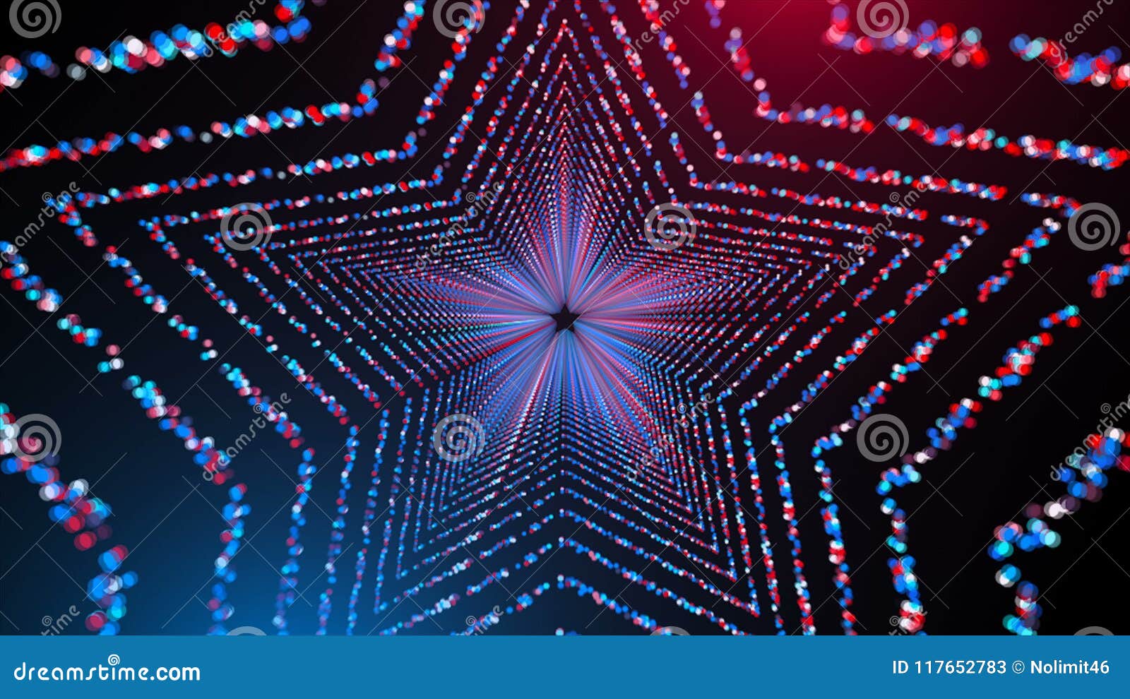 Star Shaped Tunnel with Many Glowing Circular Particles in Space ...