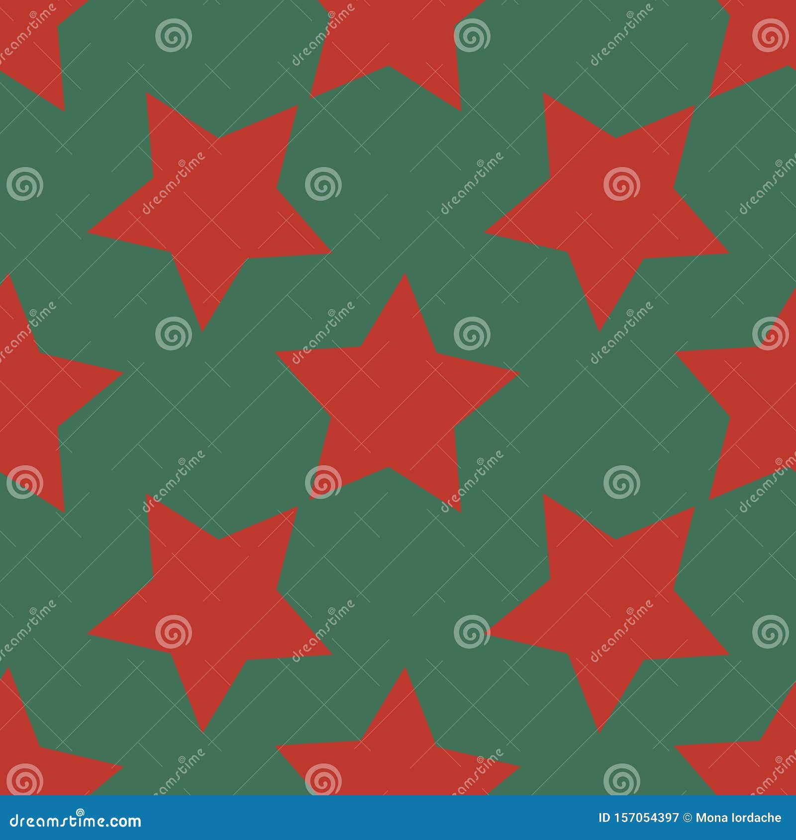Star Shapes in Red on Green Seamless Pattern. Stock Vector ...