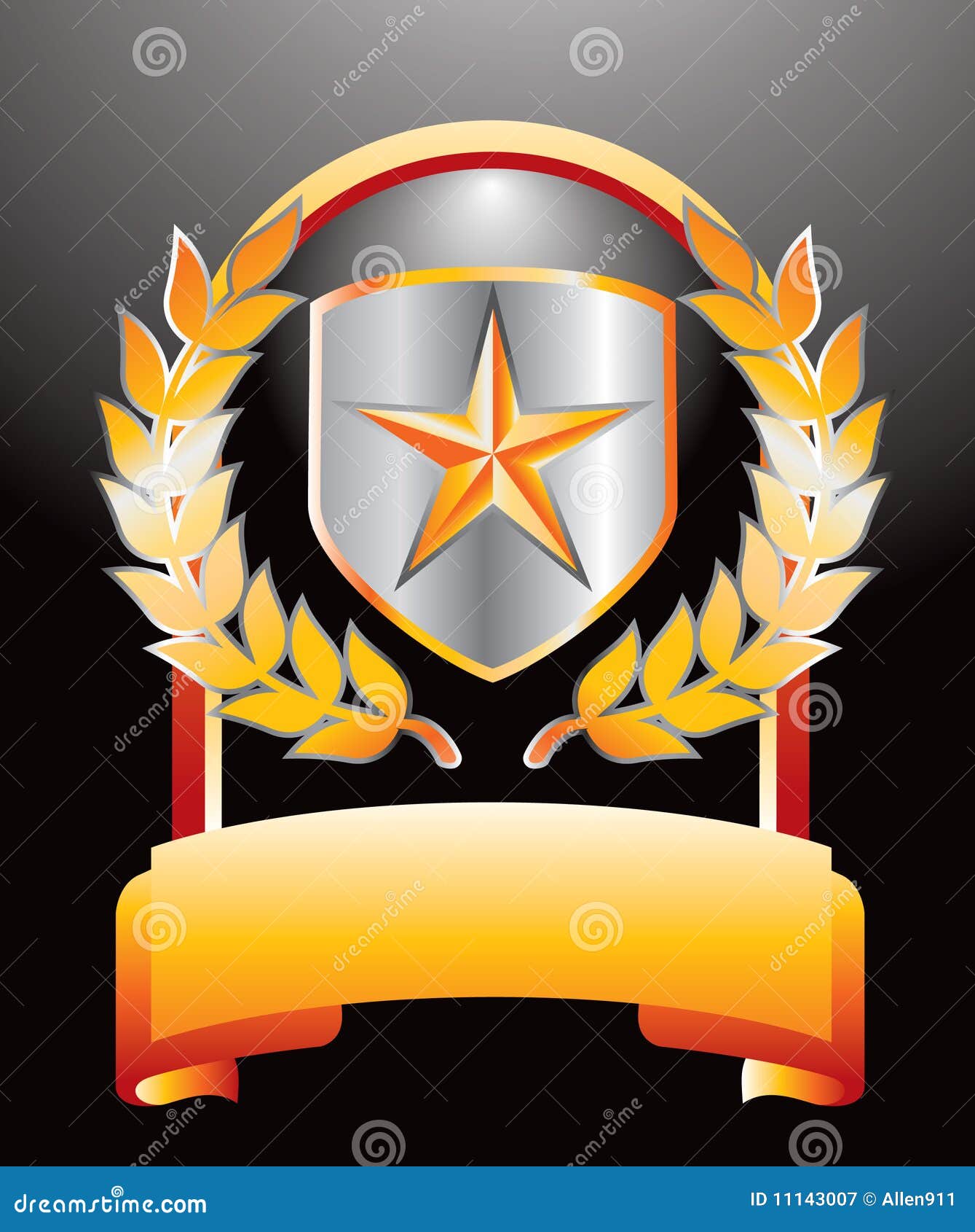 Star on Shield with Leaves in Gold Display Stock Vector - Illustration ...