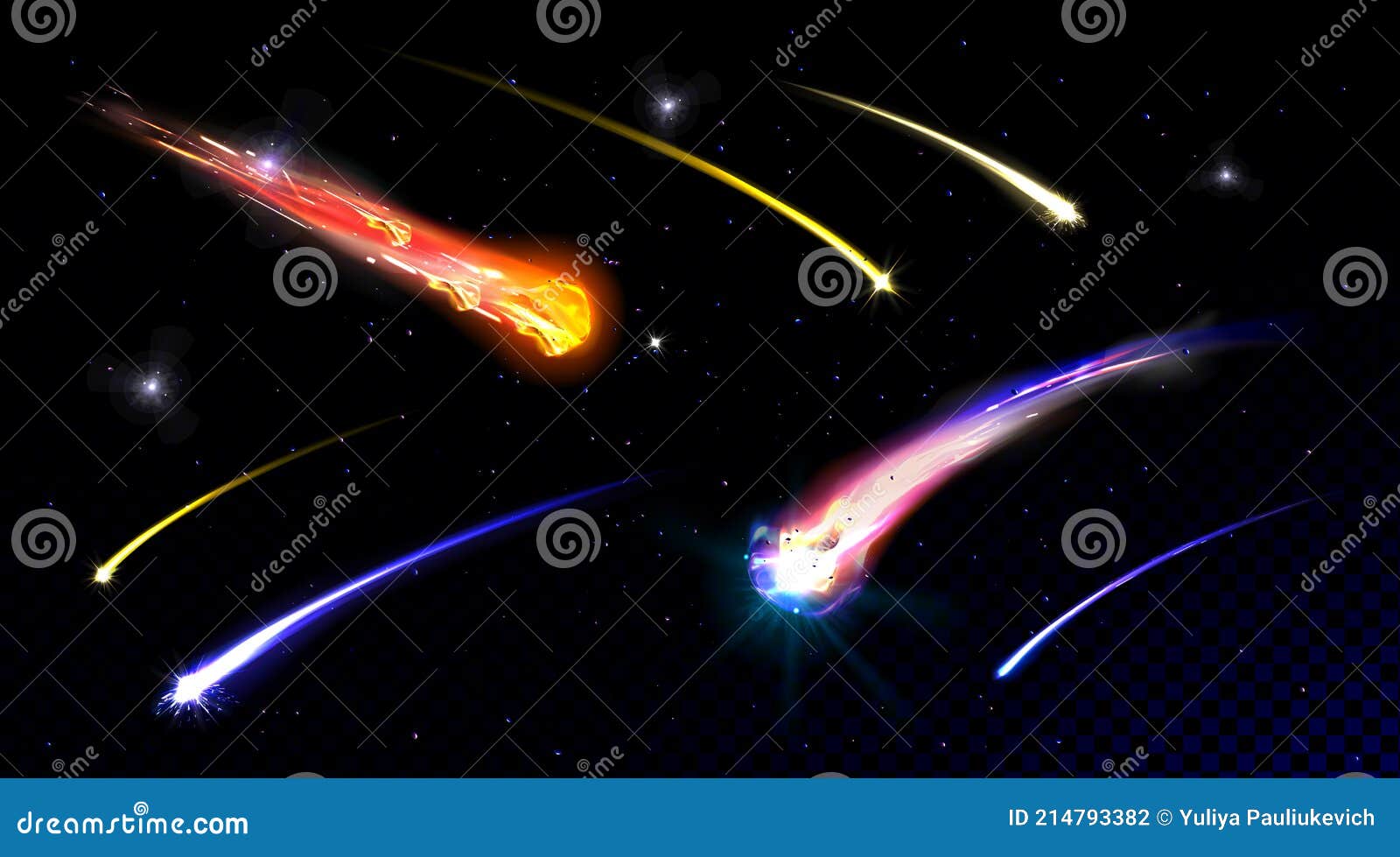 Star Shooting, Comets in Starry Sky or Deep Space Stock Vector ...