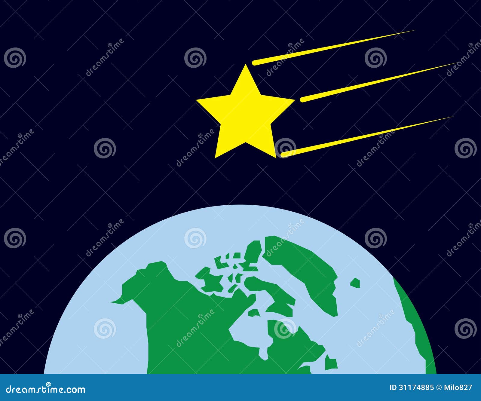 Star Shooting Over Earth stock vector. Illustration of pass - 31174885