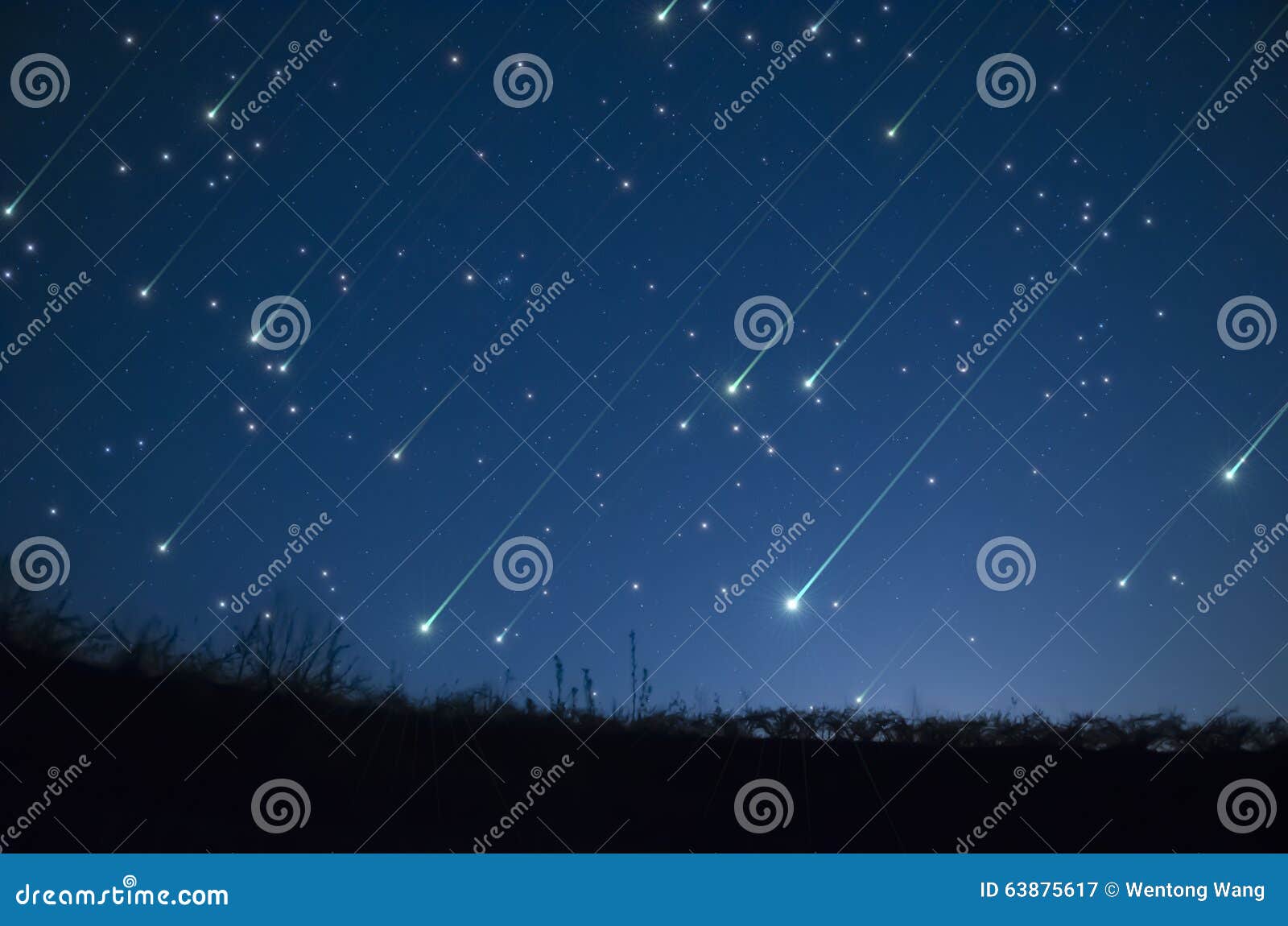 Star shower stock image. Image of astro, meteorite, landscape - 63875617
