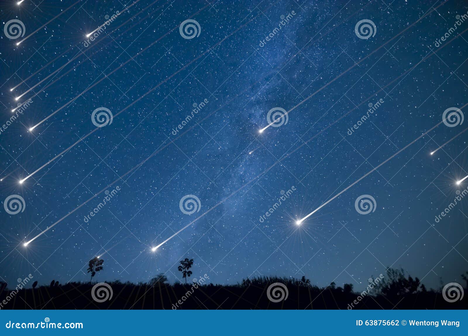 Star shower stock photo. Image of glowing, perseid, shooting - 63875662