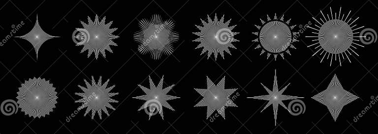 Star Silhouette Icon Set, Shining Star Rays, Star Cluster Simple Vector ...