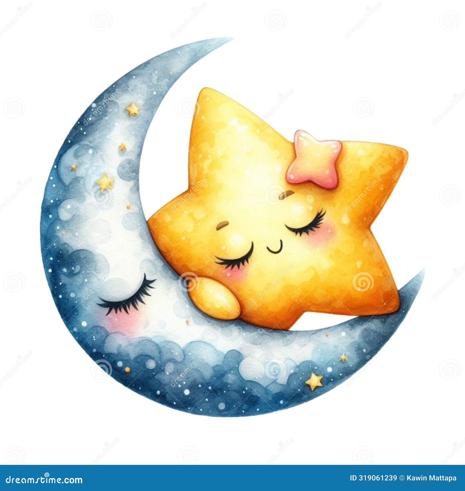 Star sleeping on the moon stock illustration. Illustration of shiny ...