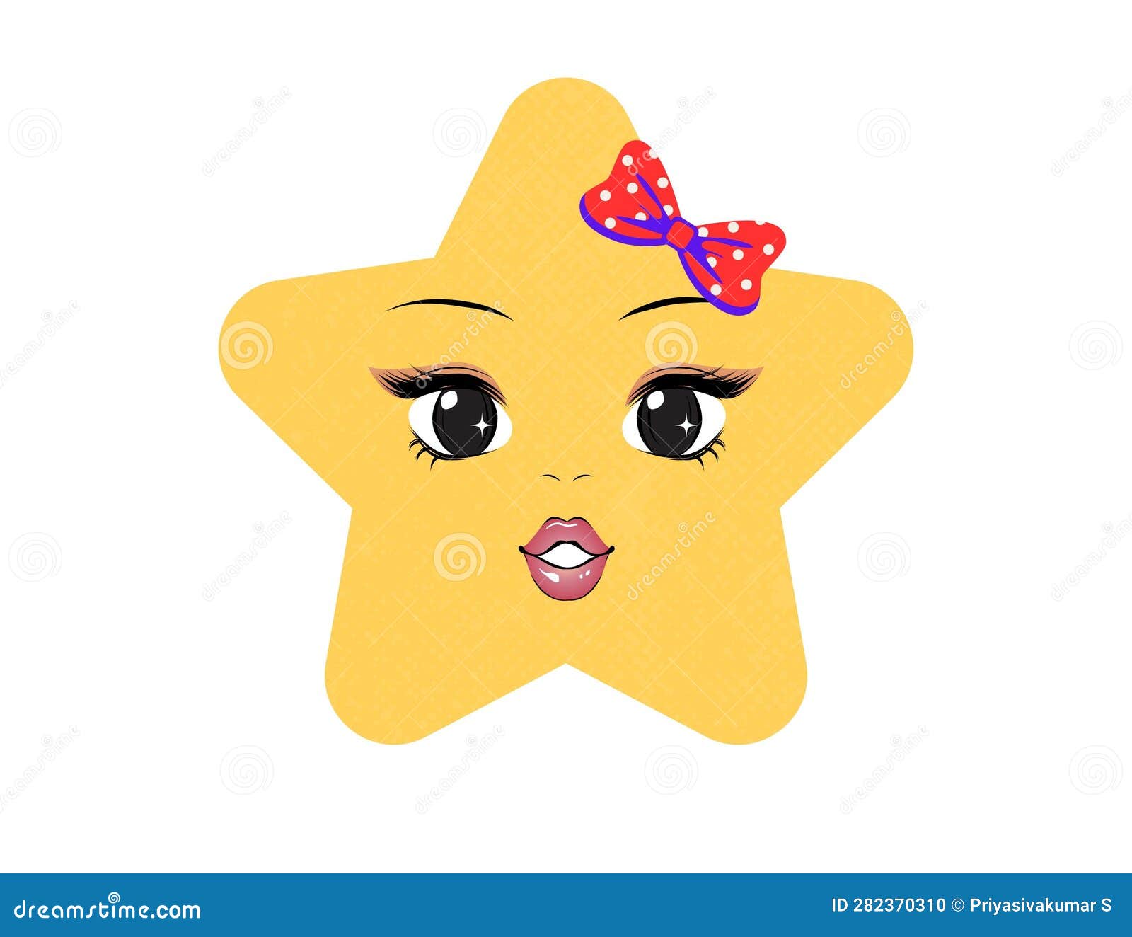 Star Smiling with Real Eyes and Lips with Bow - 1 Stock Illustration ...