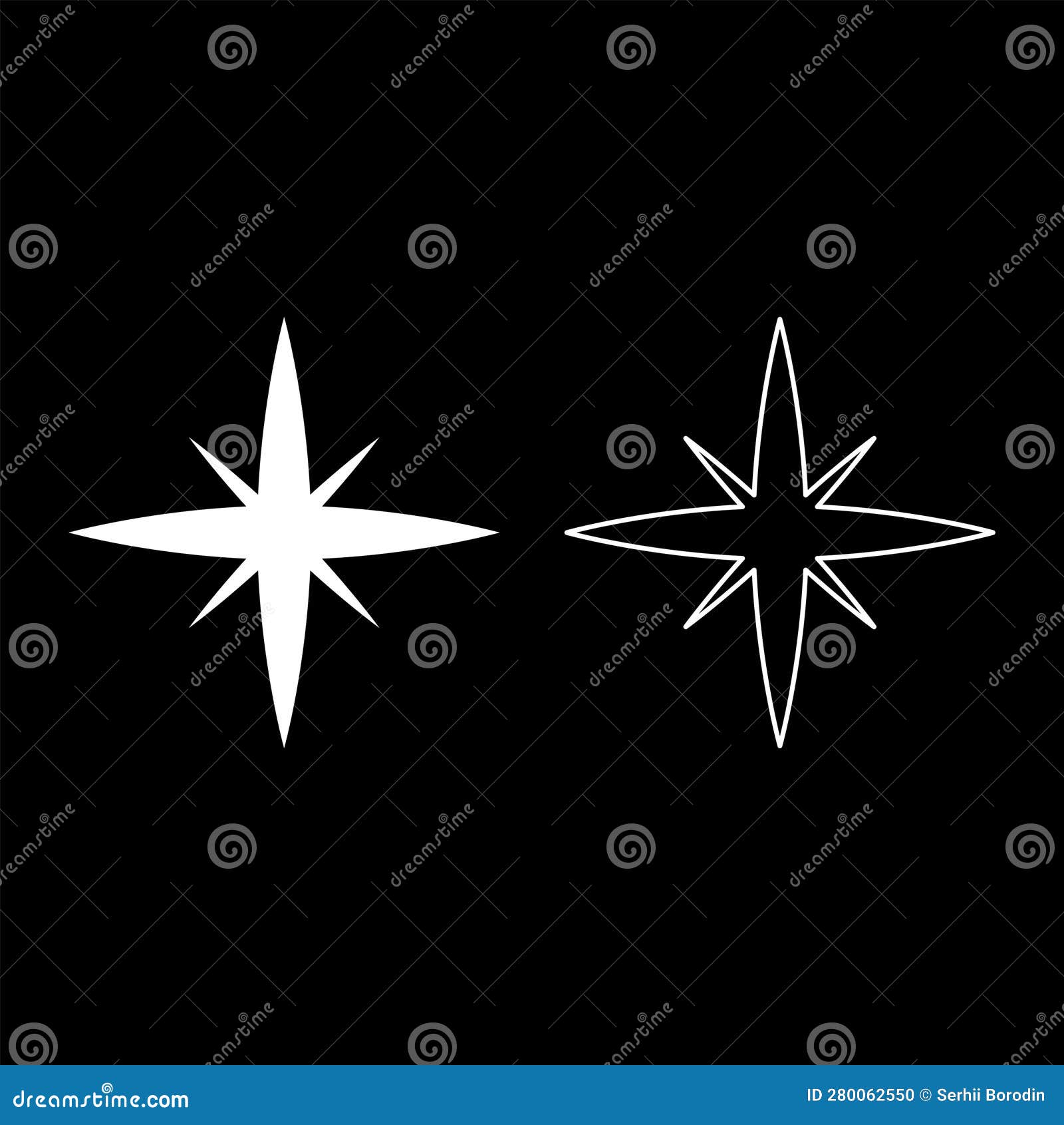 Star Spark Set Icon White Color Vector Illustration Image Solid Fill ...