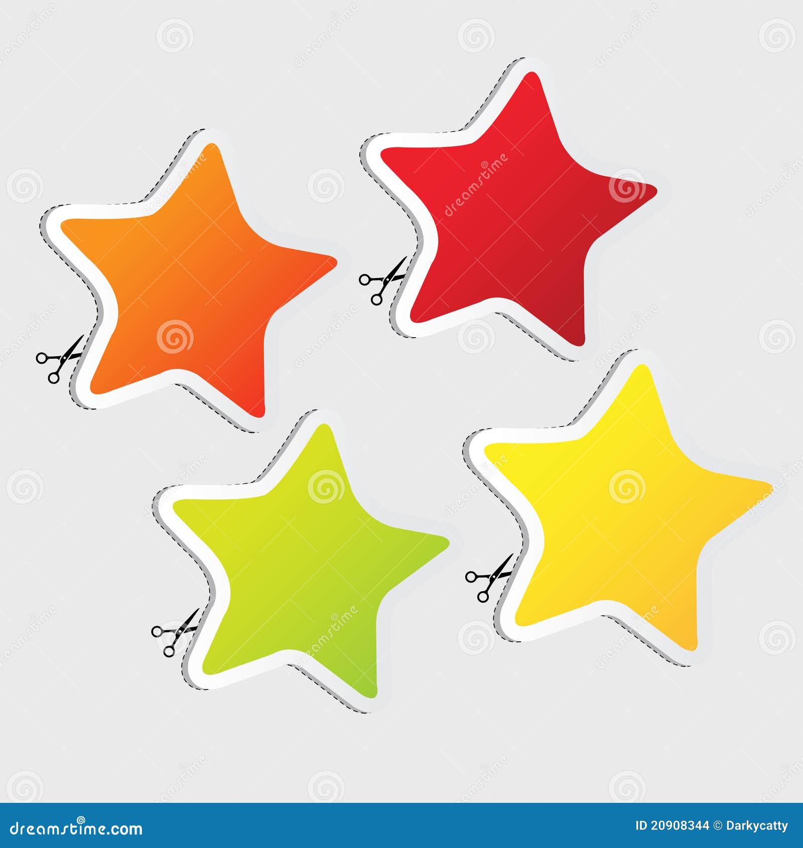Star Stickers Set with Scissors Stock Vector - Illustration of ...