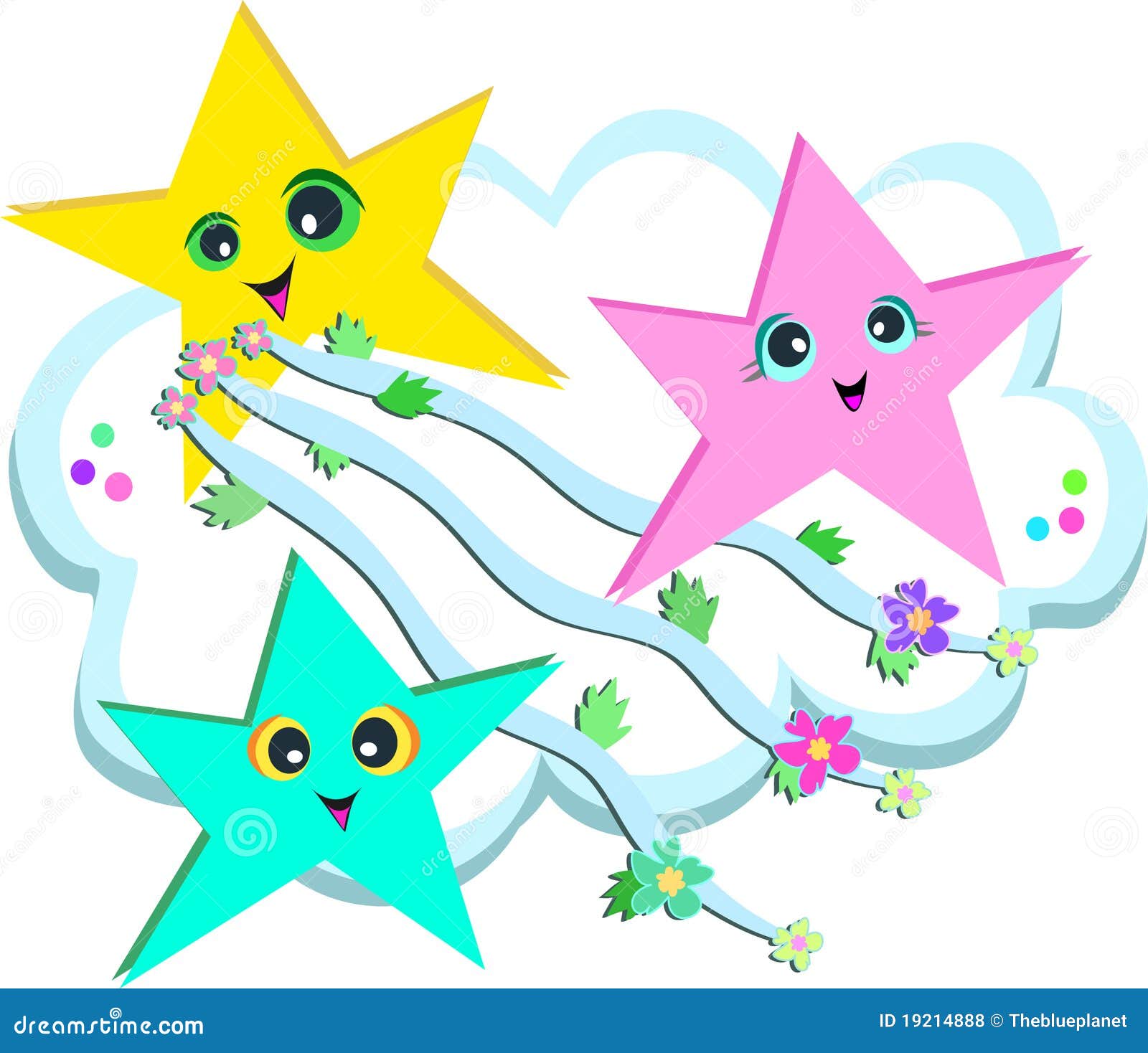 Star Stream of Ribbons and Flowers Stock Vector - Illustration of ...