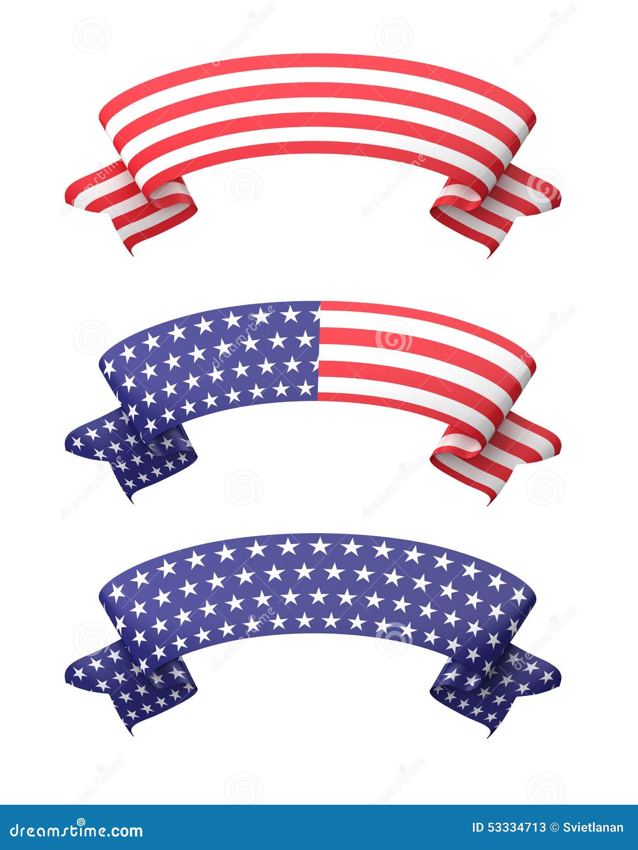 Star Striped Ribbon Banners Set. Stock Illustration - Illustration of ...