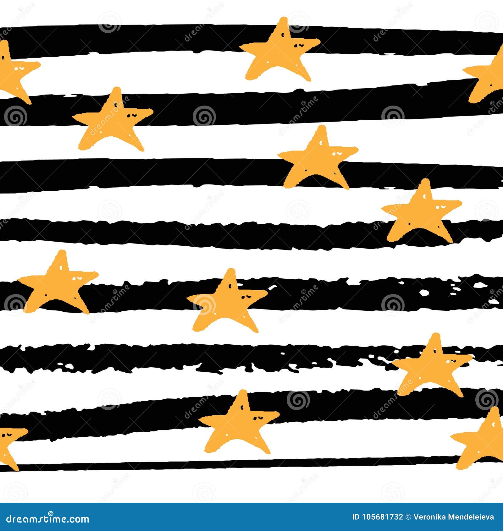 Star and Stripes Modern Brush Seamless Pattern. Stock Vector ...