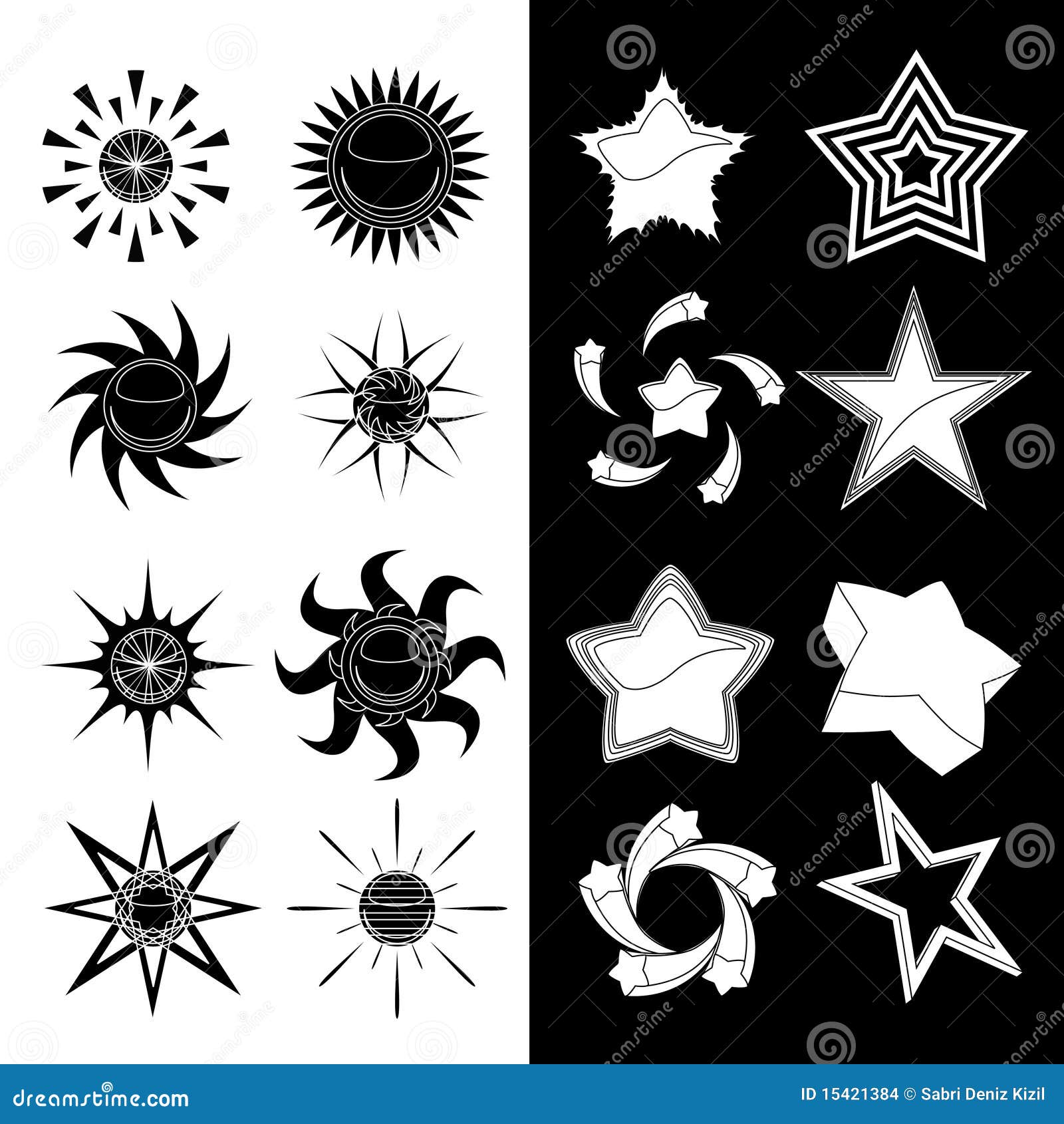 Star and sun set stock vector. Illustration of party - 15421384