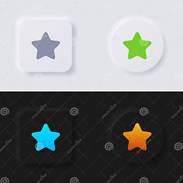 Star Symbol Button Icon Set, Multicolor Neumorphism Button Soft UI ...