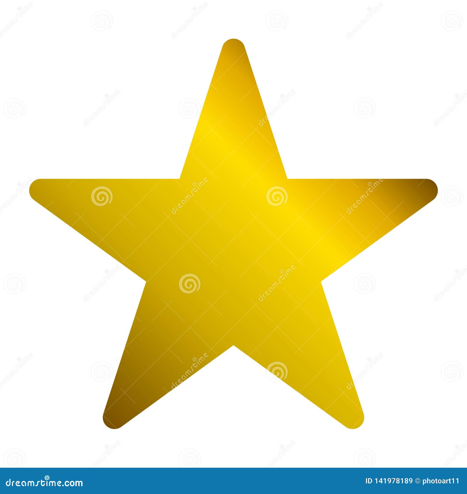 Star Symbol Icon - Golden Gradient, 5 Pointed Rounded, Isolated ...