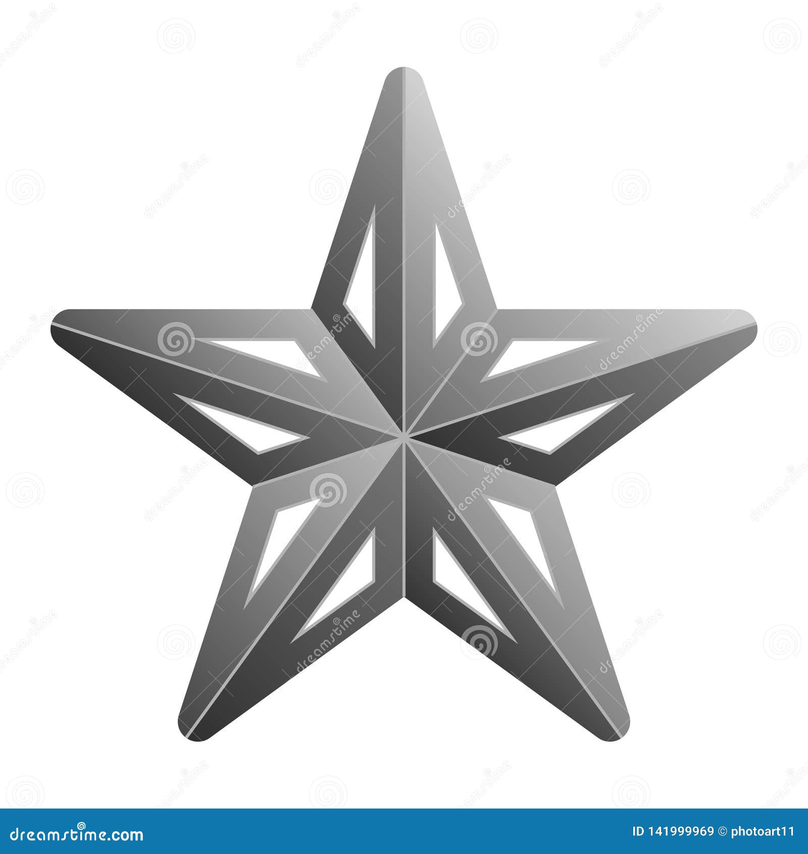 Star Symbol Icon - Gray Gradient 3d, 5 Pointed Rounded, Isolated ...