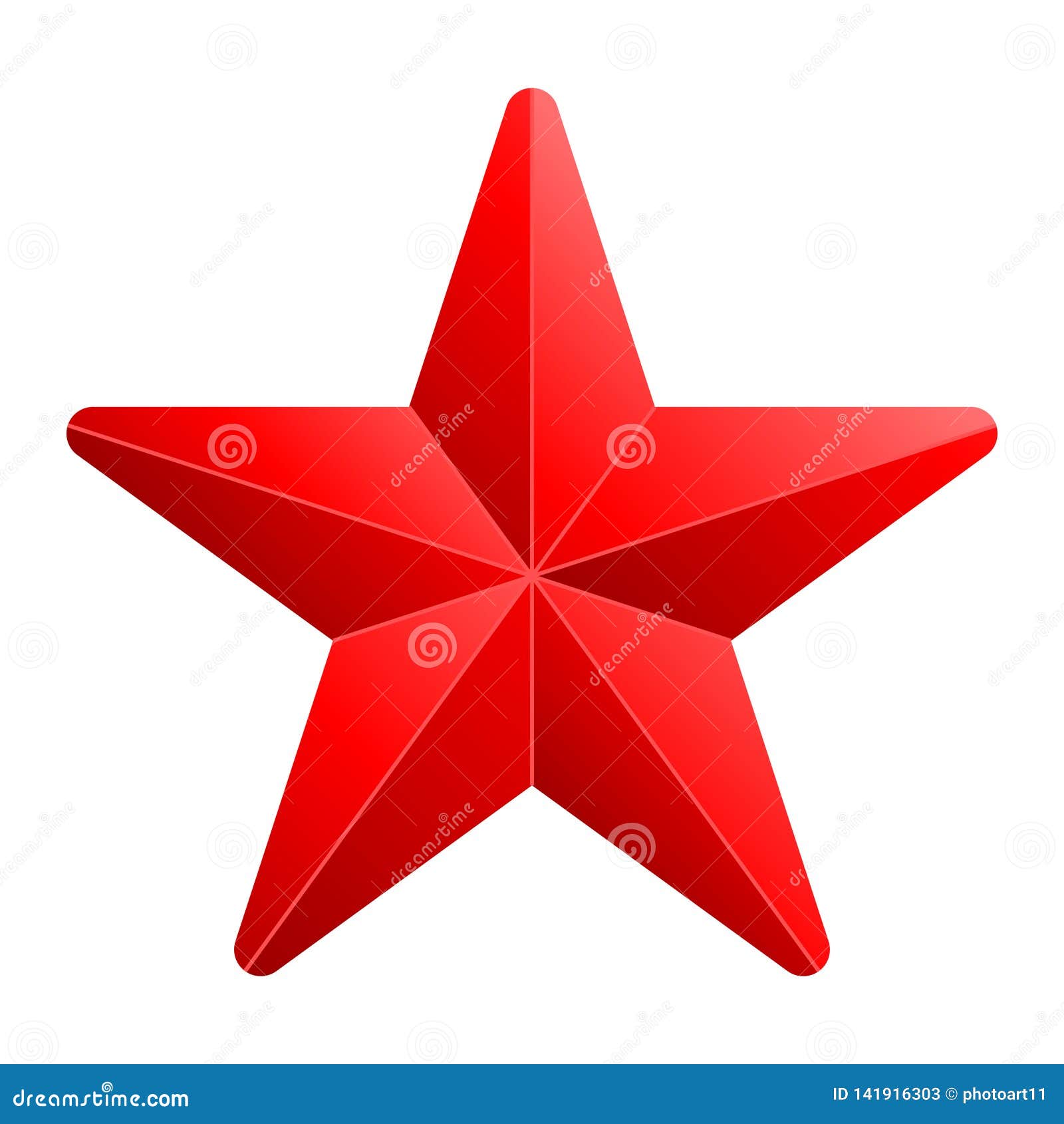 Star Symbol Icon - Red Gradient 3d, 5 Pointed Rounded, Isolated ...