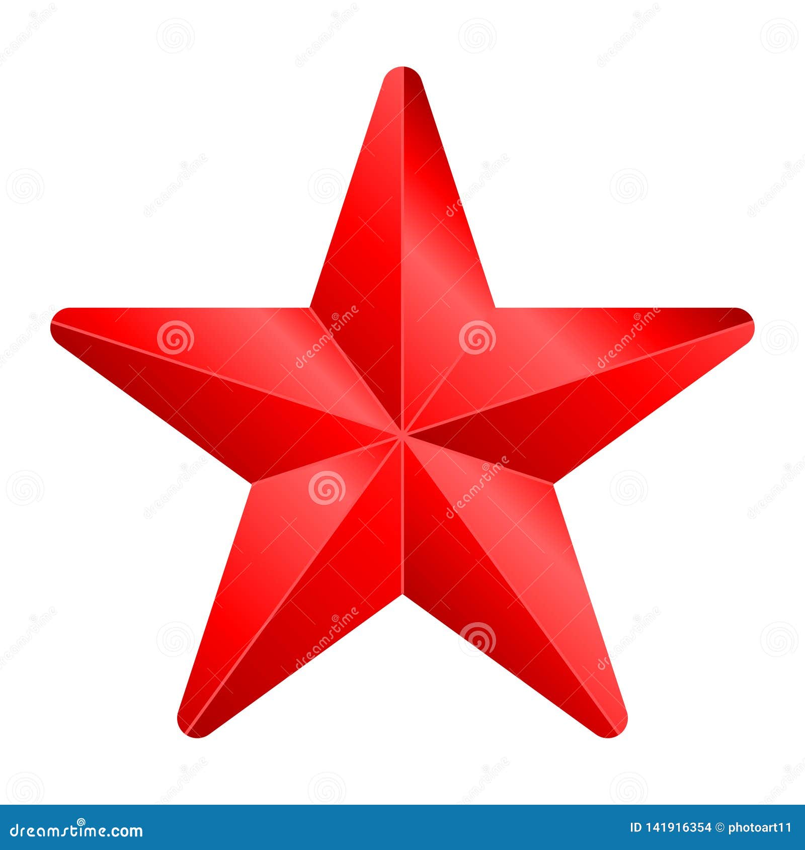 Star Symbol Icon - Red Gradient 3d, 5 Pointed Rounded, Isolated ...