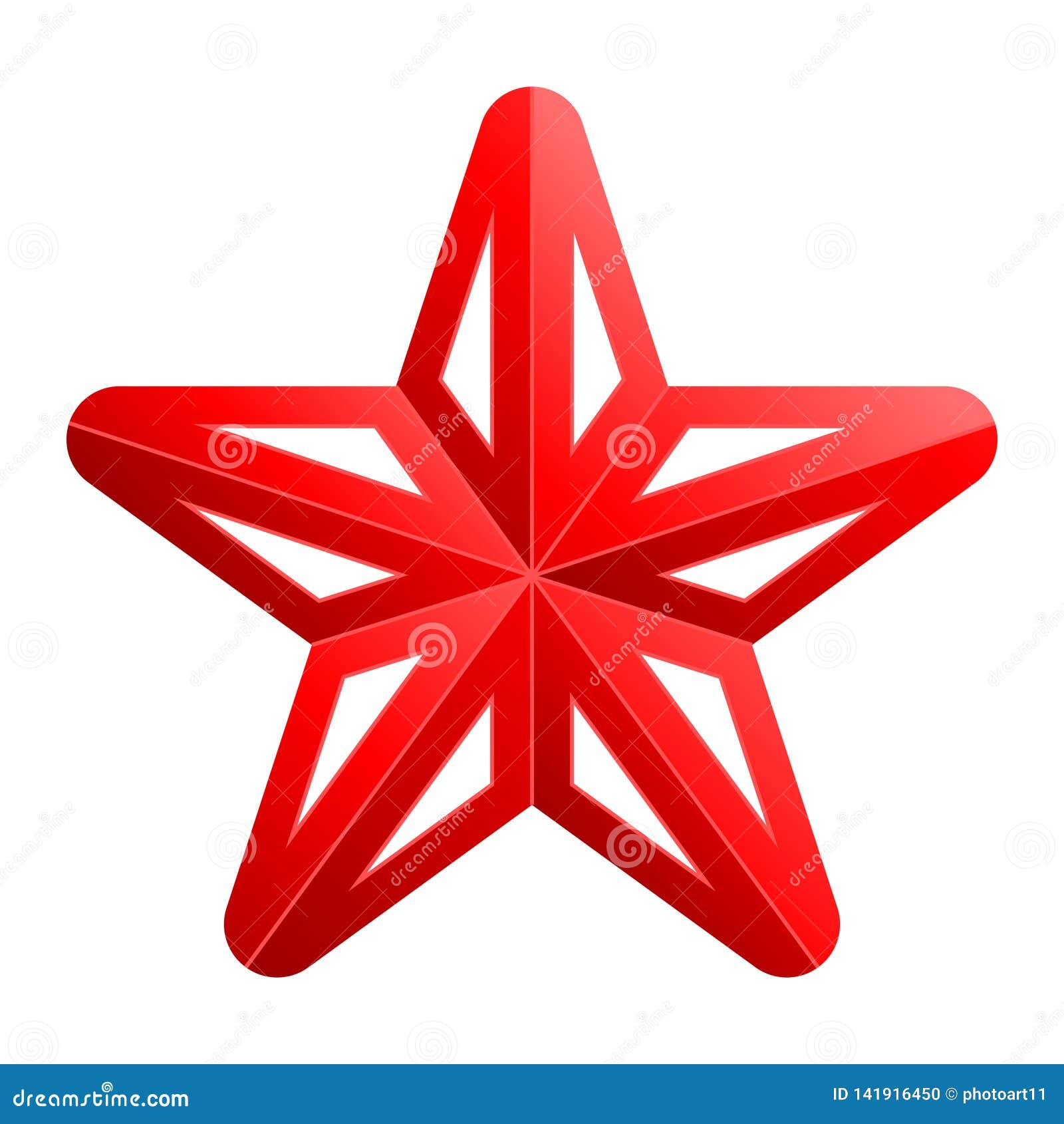 Star Symbol Icon - Red Gradient 3d, 5 Pointed Rounded, Isolated ...