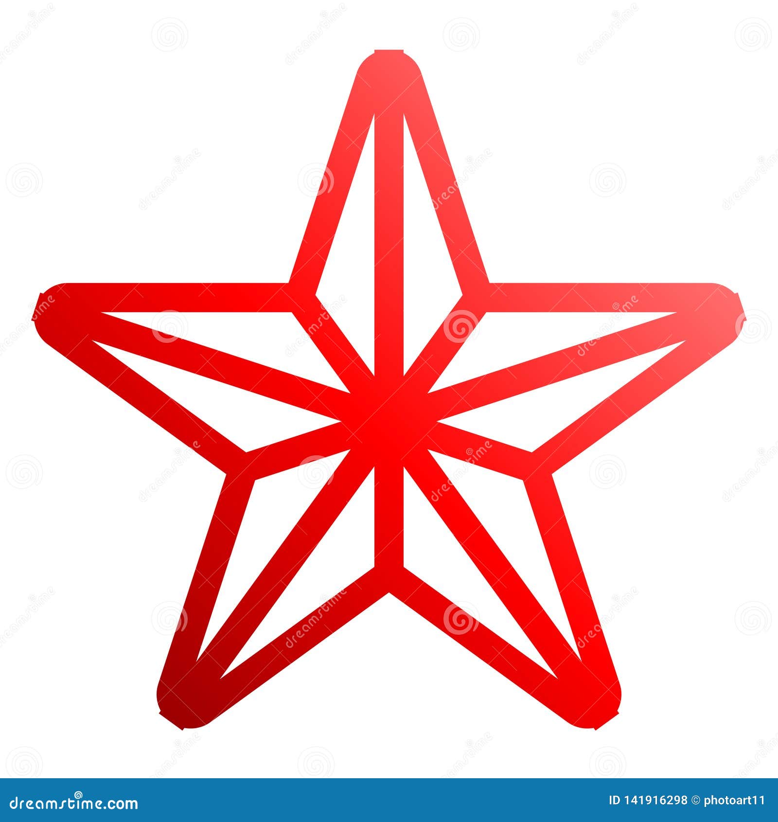 Star Symbol Icon - Red Gradient Outline, 5 Pointed Rounded, Isolated ...