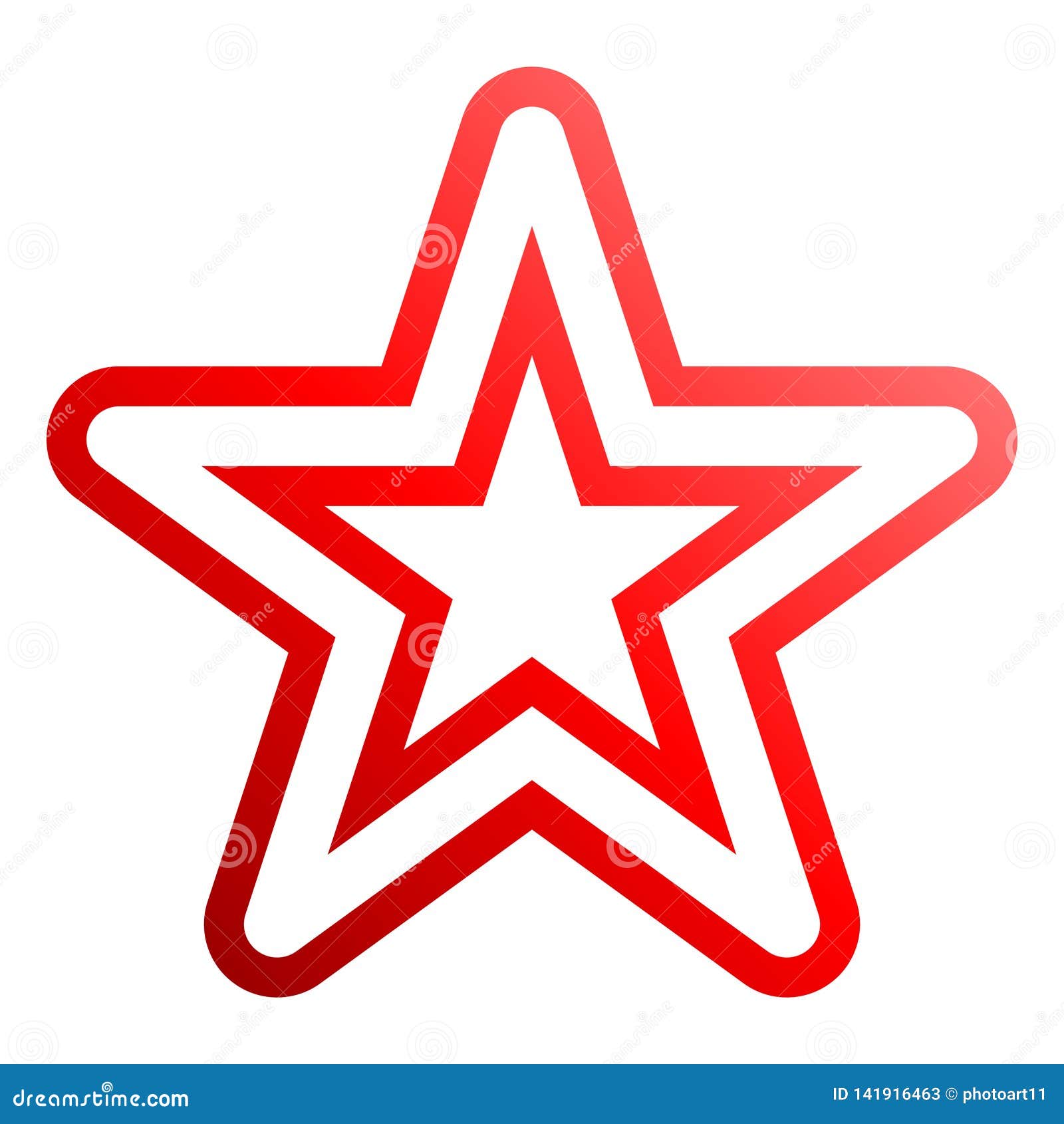 Star Symbol Icon - Red Hollow Gradient Outline, 5 Pointed Rounded ...