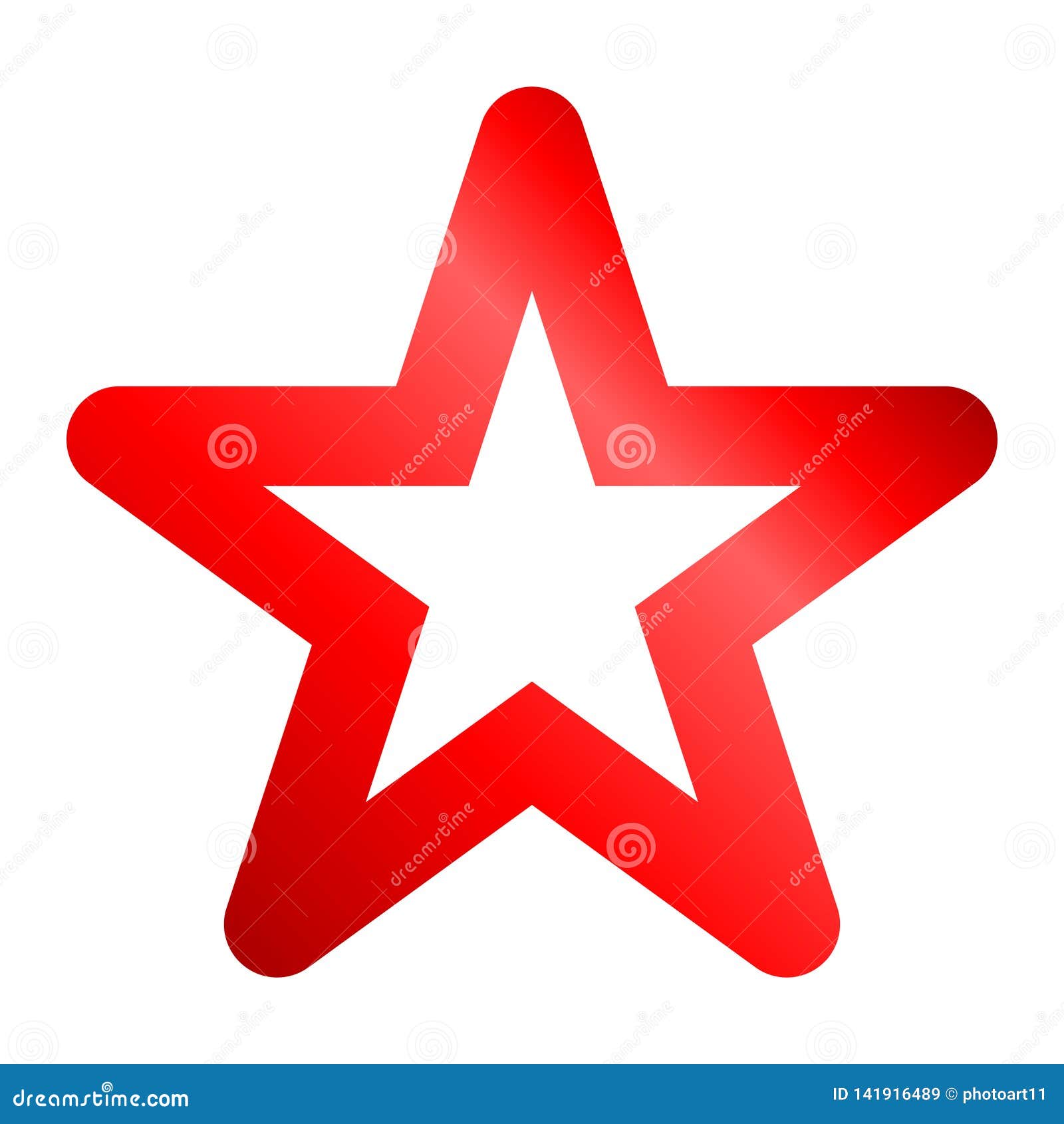 Star Symbol Icon - Red Hollow Gradient, 5 Pointed Rounded, Isolated ...