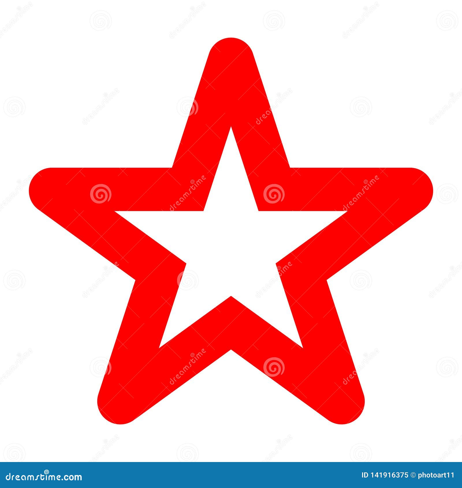 Star Symbol Icon - Red Simple Hollow, 5 Pointed Rounded, Isolated ...