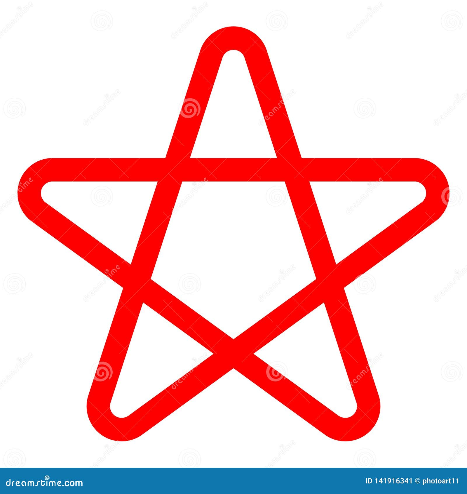 Star Symbol Icon - Red Simple Outline, 5 Pointed Rounded, Isolated ...