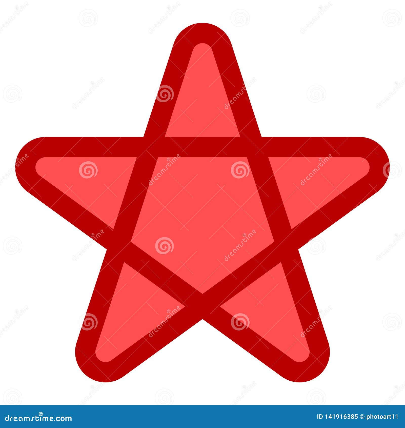 Star Symbol Icon - Red Simple with Outline, 5 Pointed Rounded, Isolated ...