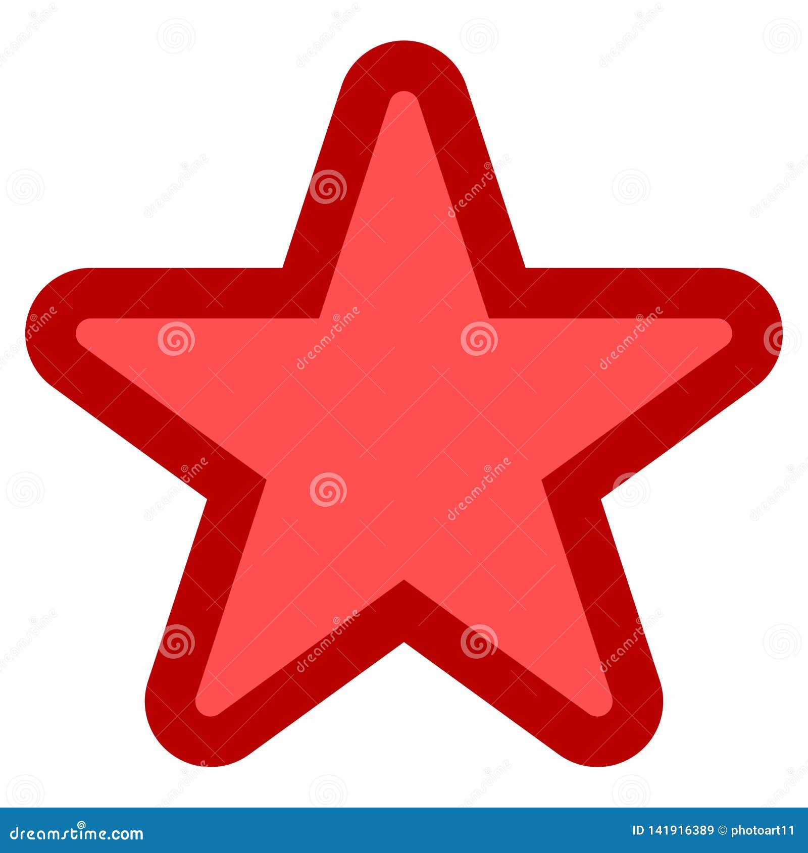Star Symbol Icon - Red Simple with Outline, 5 Pointed Rounded, Isolated ...