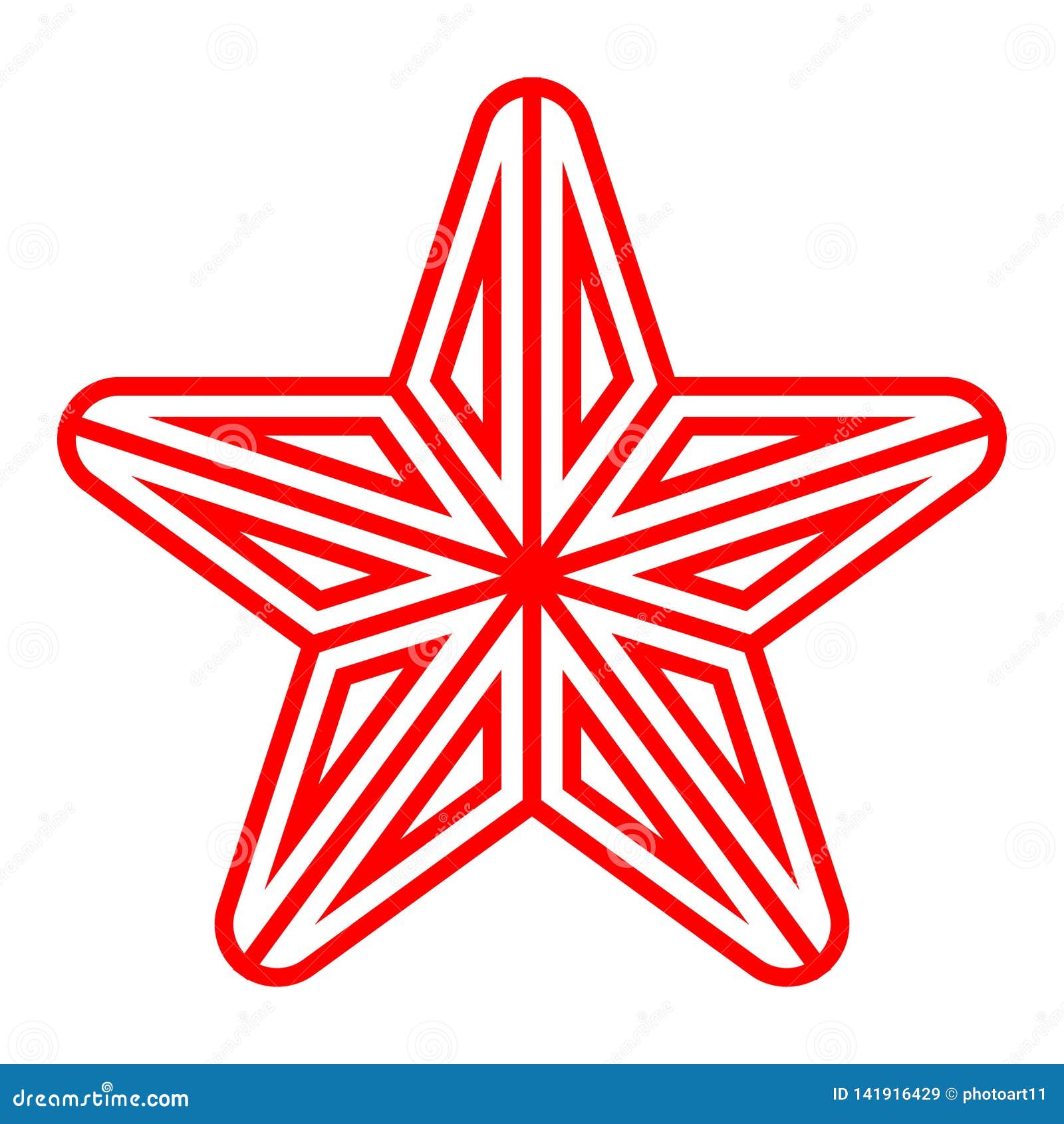 Star Symbol Icon - Red Simple Outline, 5 Pointed Rounded, Isolated ...