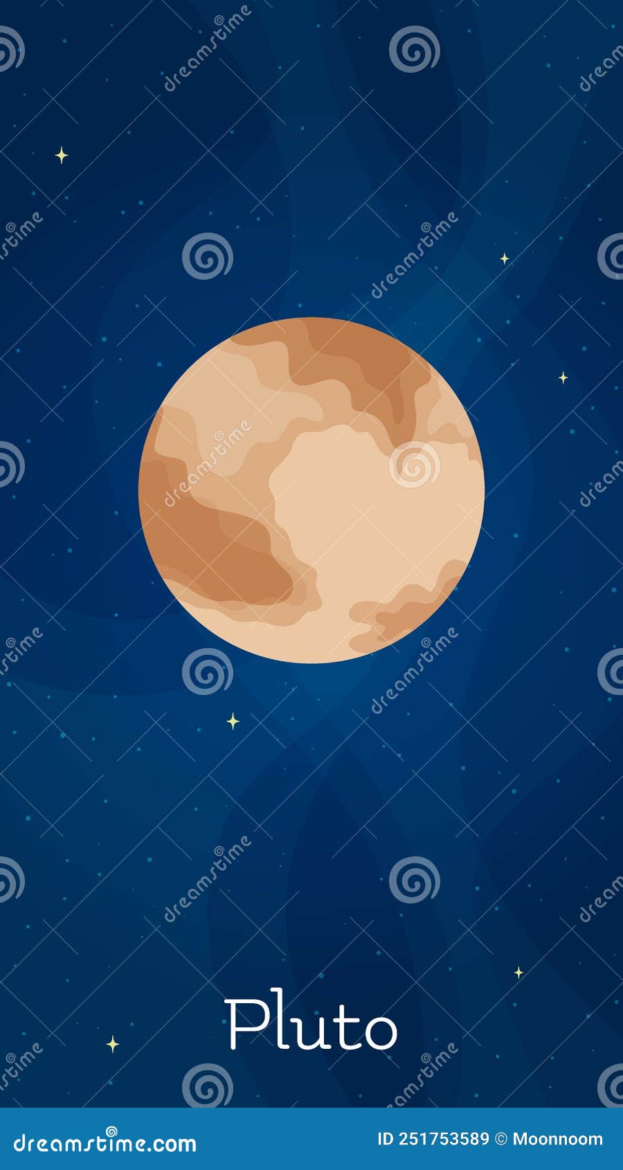 Pluto Vertical Banner Watercolor Hand Drawn Illustration With ...