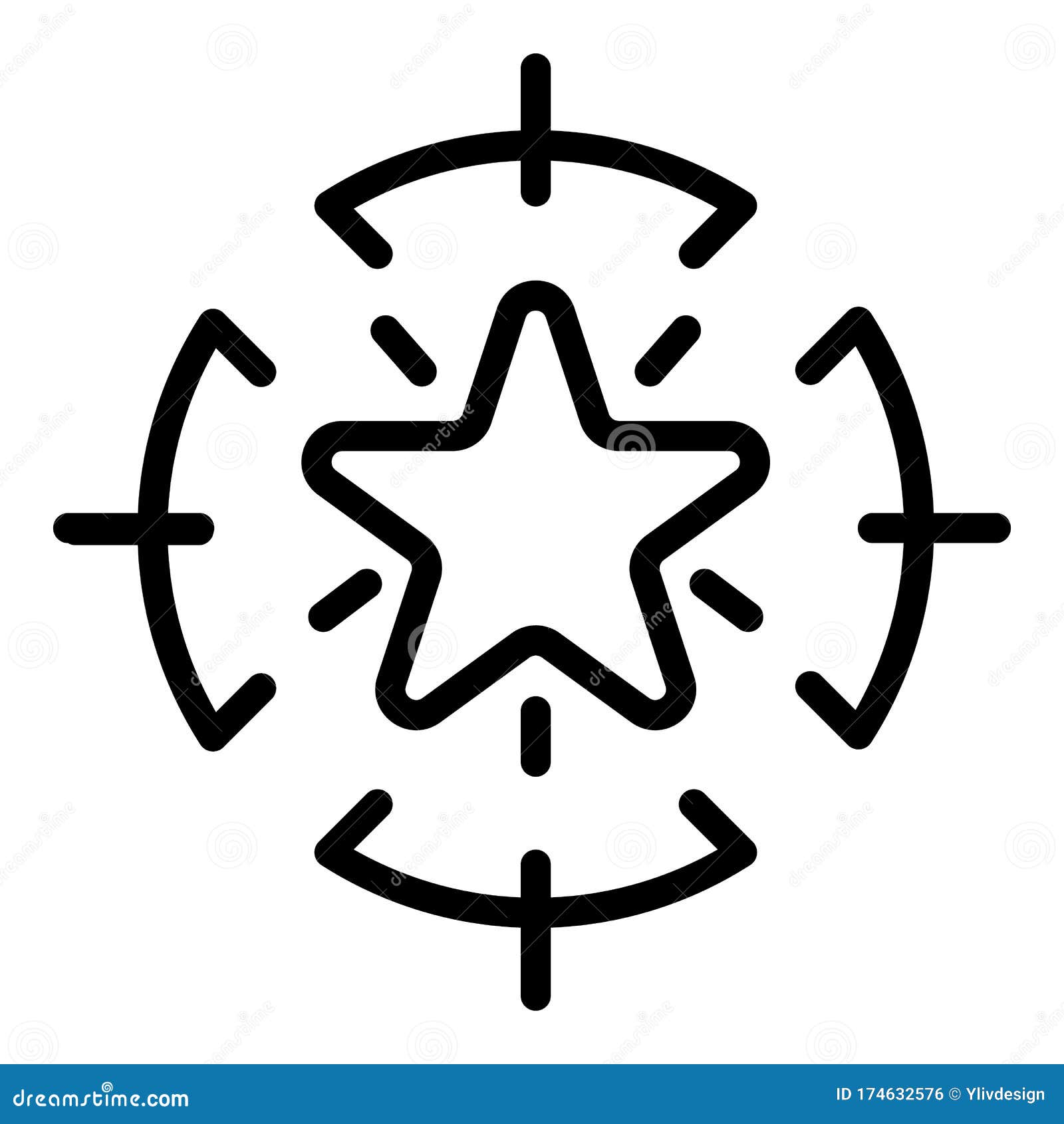 Star Target Icon, Outline Style Stock Vector - Illustration of black ...