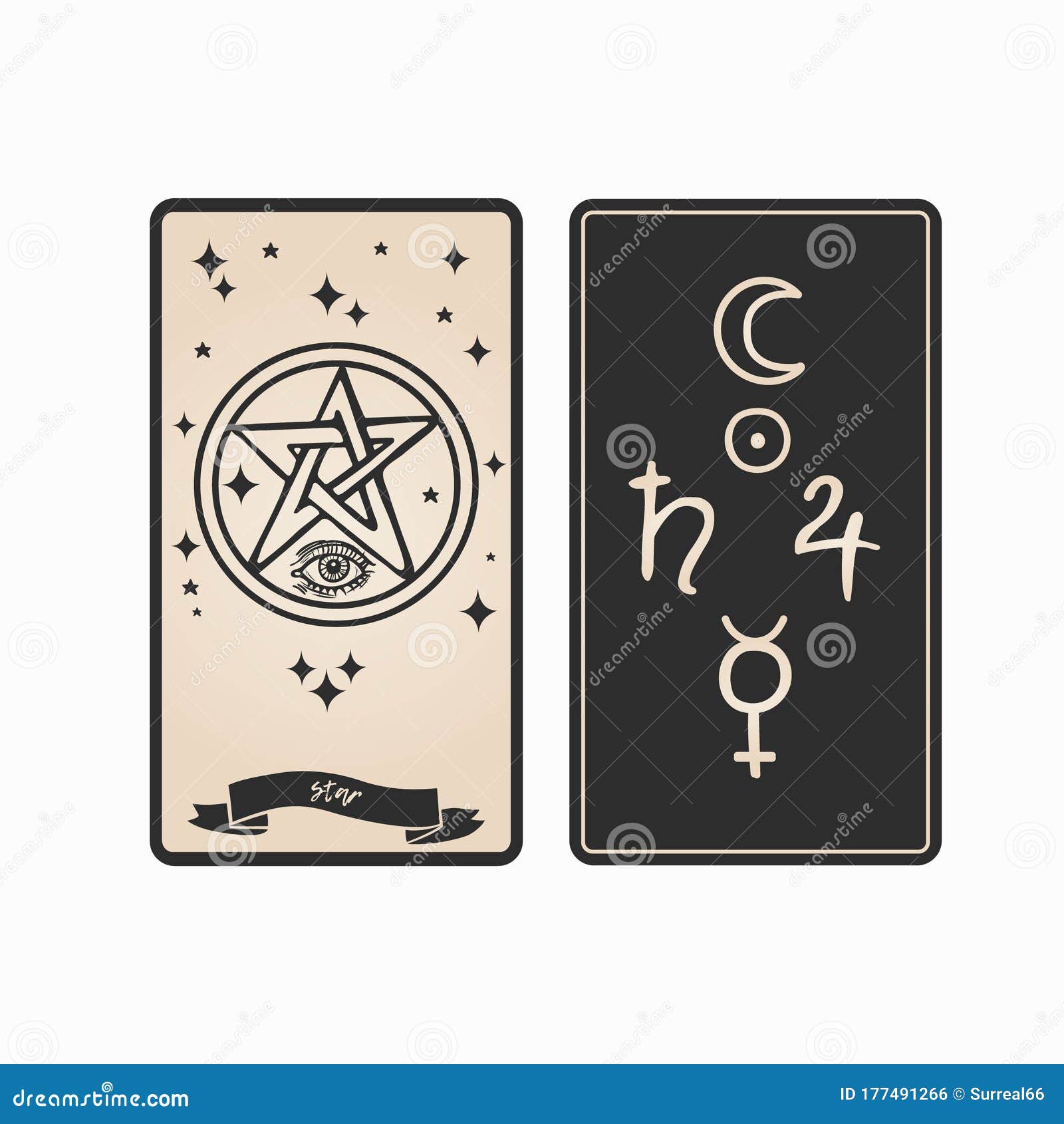 Star Tarot Card Front and Back Stock Vector - Illustration of occult ...