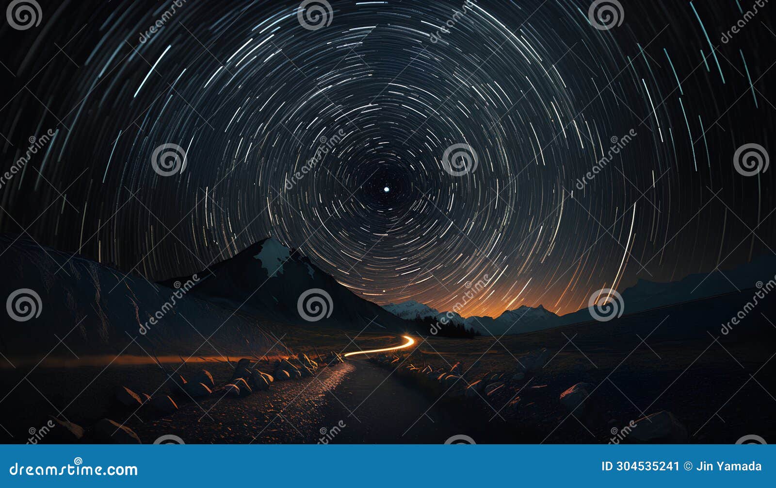 Star Trail in the Mountains. Star Trails in the Sky Stock Illustration ...