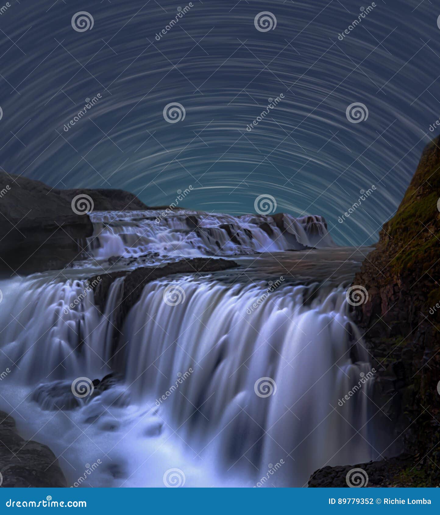 Star Trail with Waterfall stock photo. Image of heavens - 89779352
