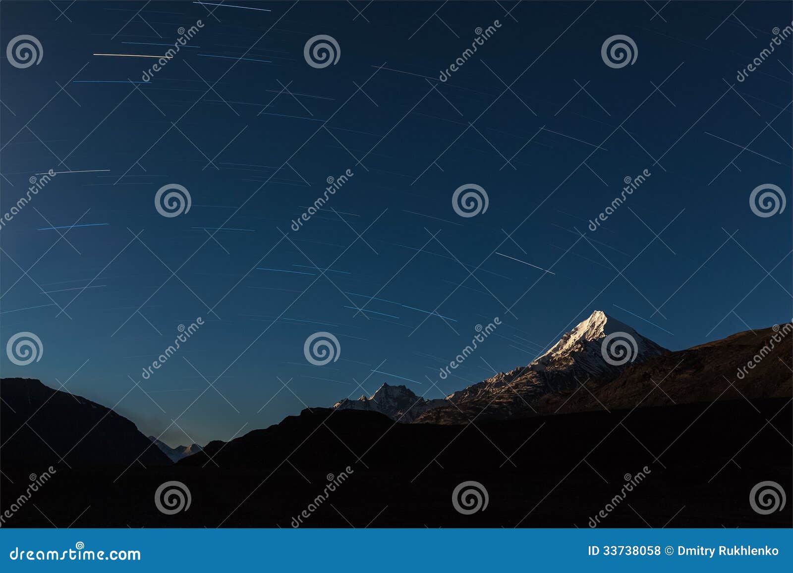 Star Trails Above Himalayas Mountains. Stock Photo - Image of pradesh ...