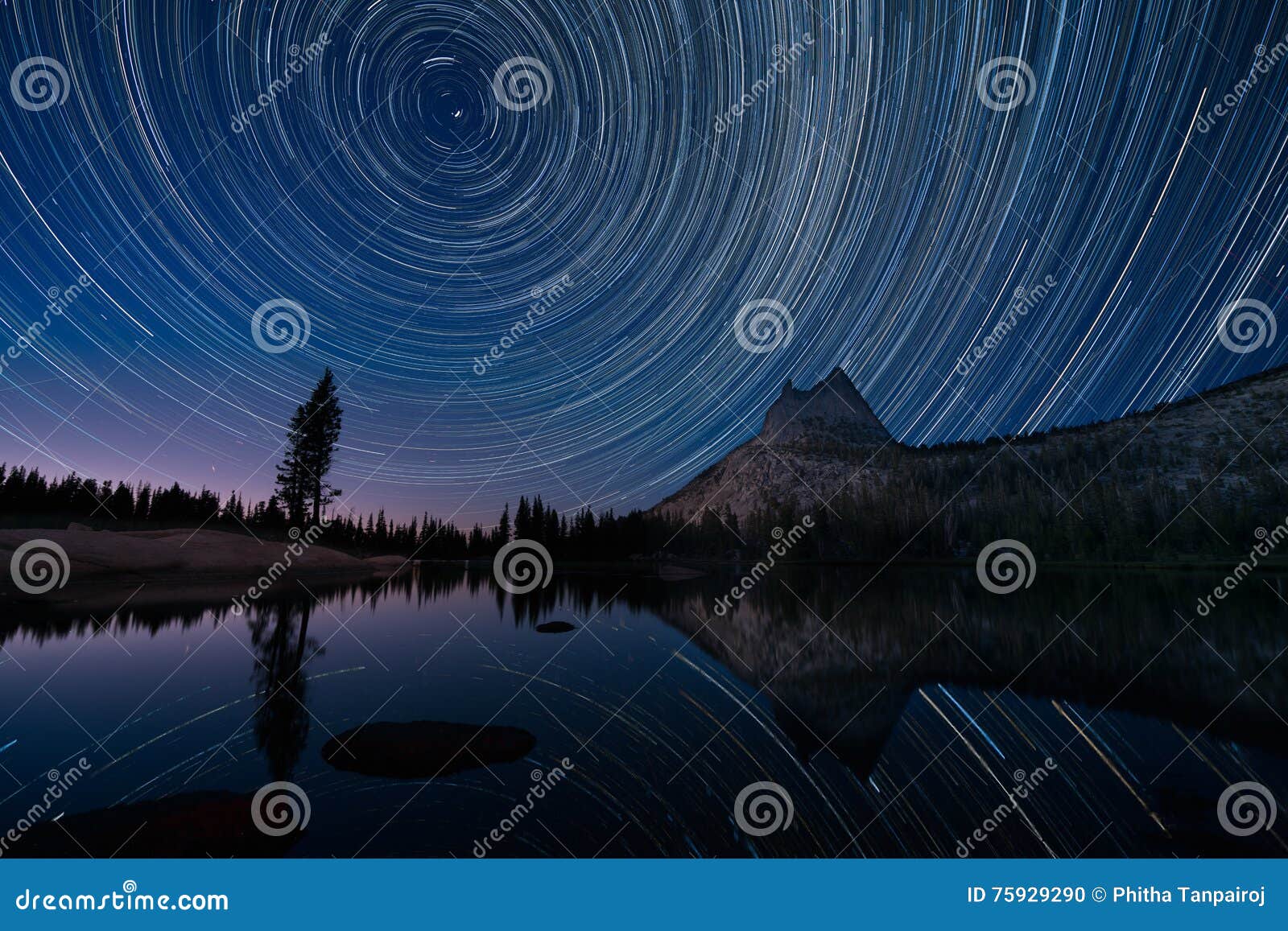 Star Trails Over Cathedral Lake, Yosemite Stock Photo - Image of ...