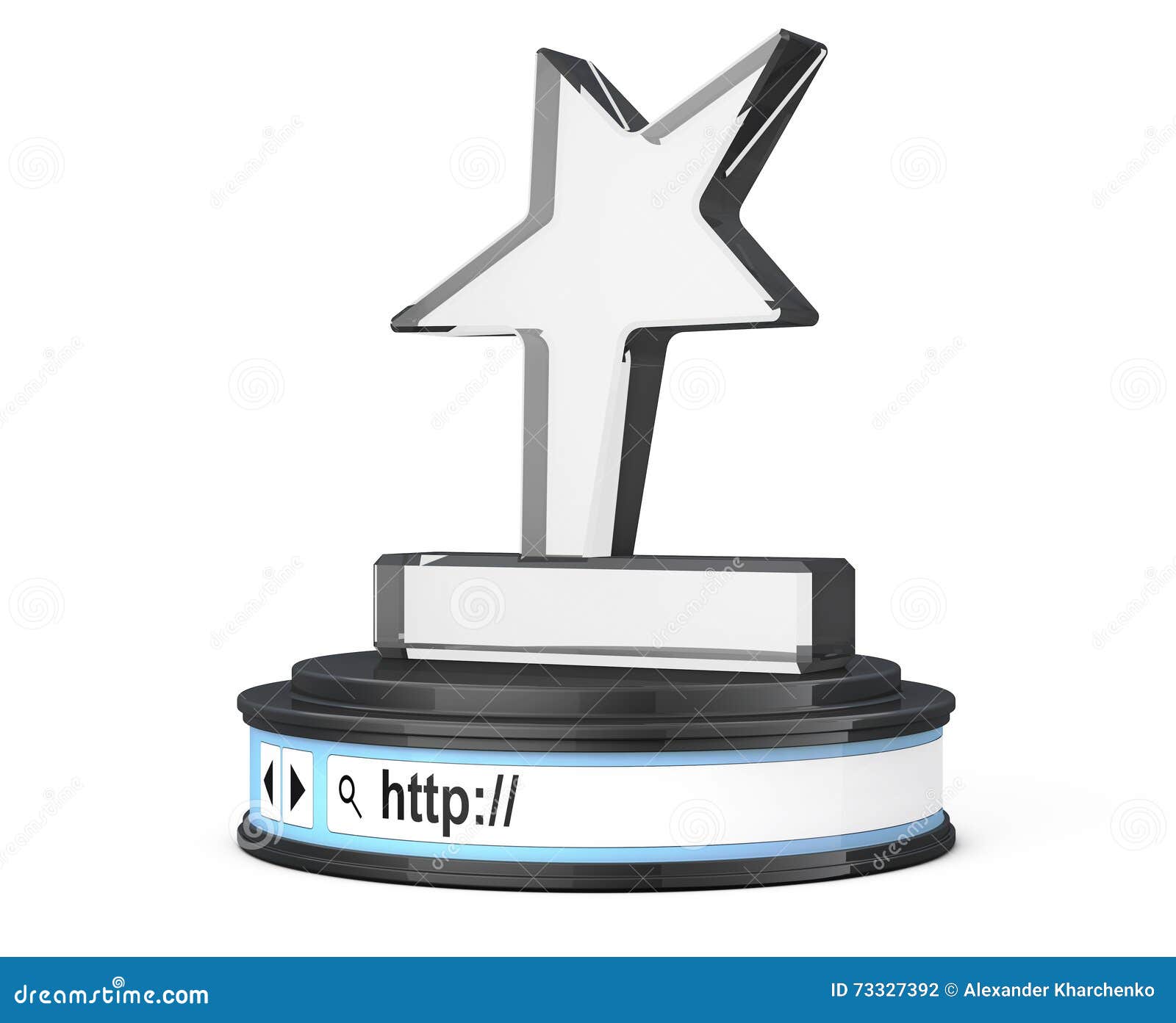 Star Trophy Over Browser Address Bar As Round Platform Pedestal. Stock ...